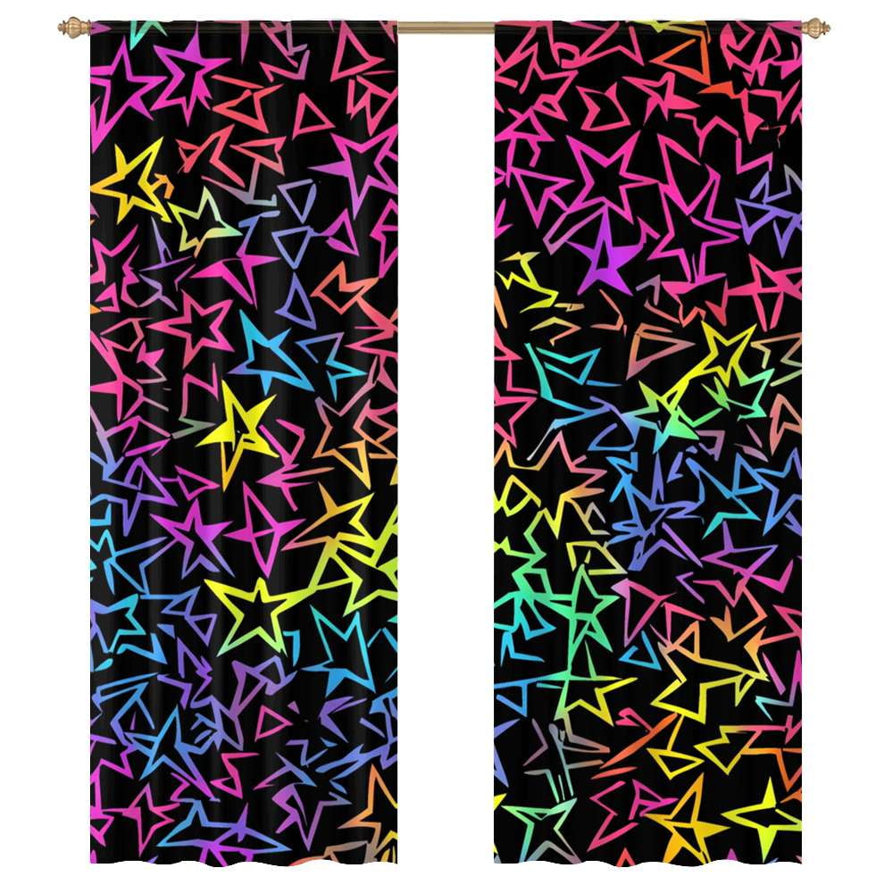 Colorful Star Sheer Voile Curtain Window Tulle Curtains For Living Room ...