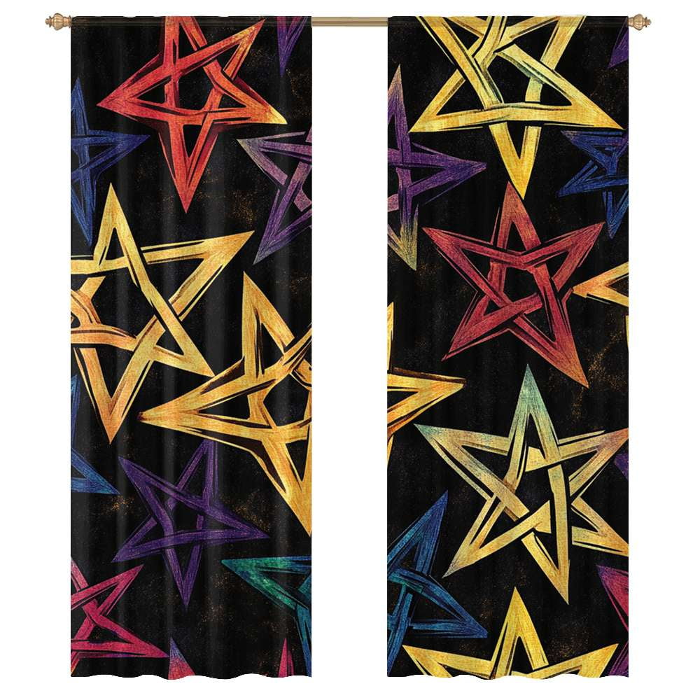 Colorful Star Sheer Voile Curtain Window Tulle Curtains For Living Room ...