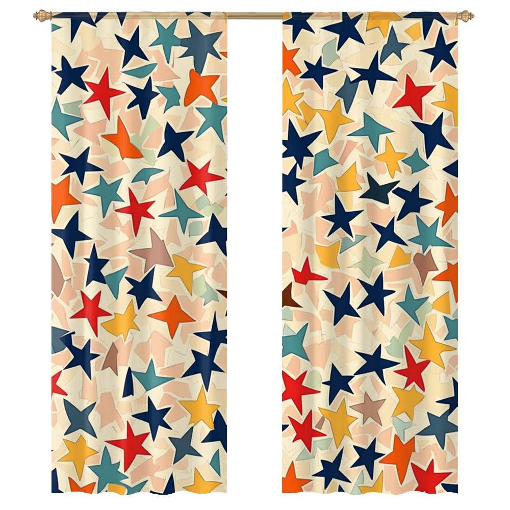 Colorful Star Sheer Window Curtains for Living Room Kitchen Bedroom ...