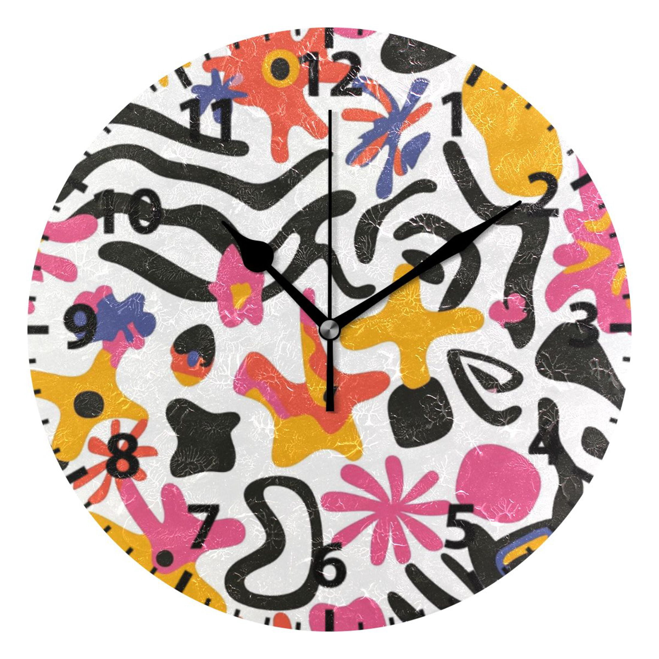 Colorful Starfish Pattern Wall Clock 10in Round Artistic Oil Painting ...