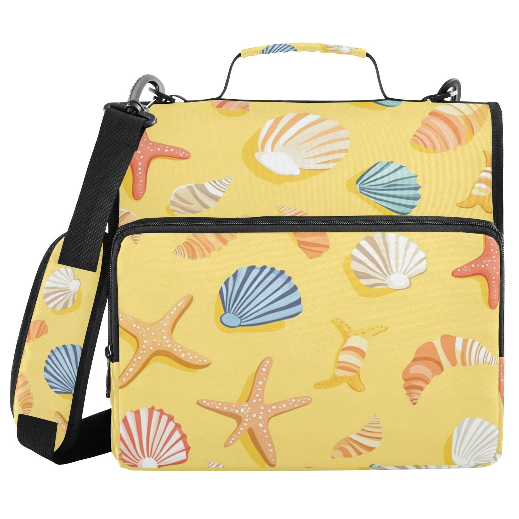 Colorful Starfishes and Shells Binder Bag with Shoulder Strap 3 Ring ...
