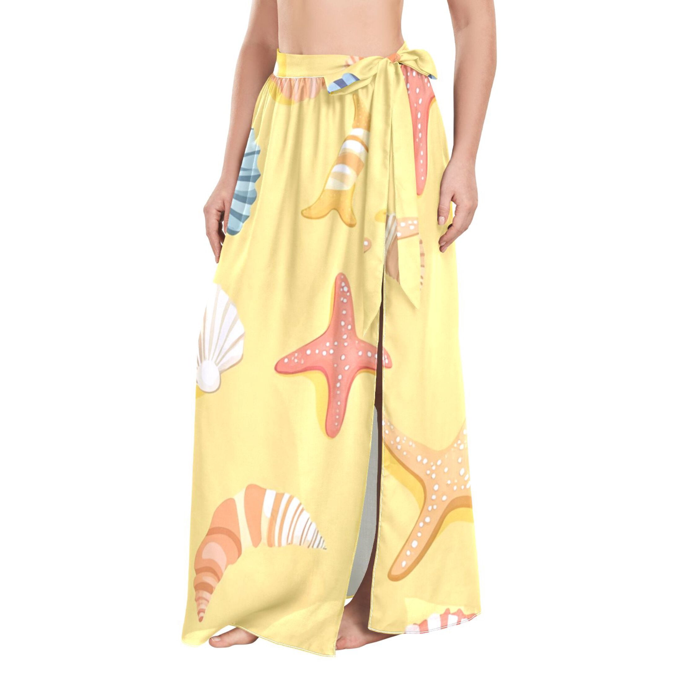 Colorful Starfishes and Shells Women's Swimwear Cover Ups Strappy Beach ...