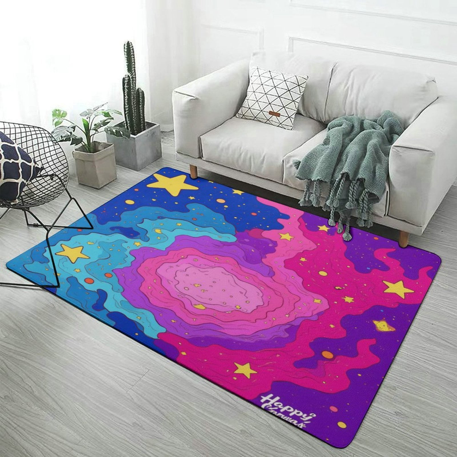 Colorful Starry Night Paper Cutout Carpet for Home Decoration Rugs for ...