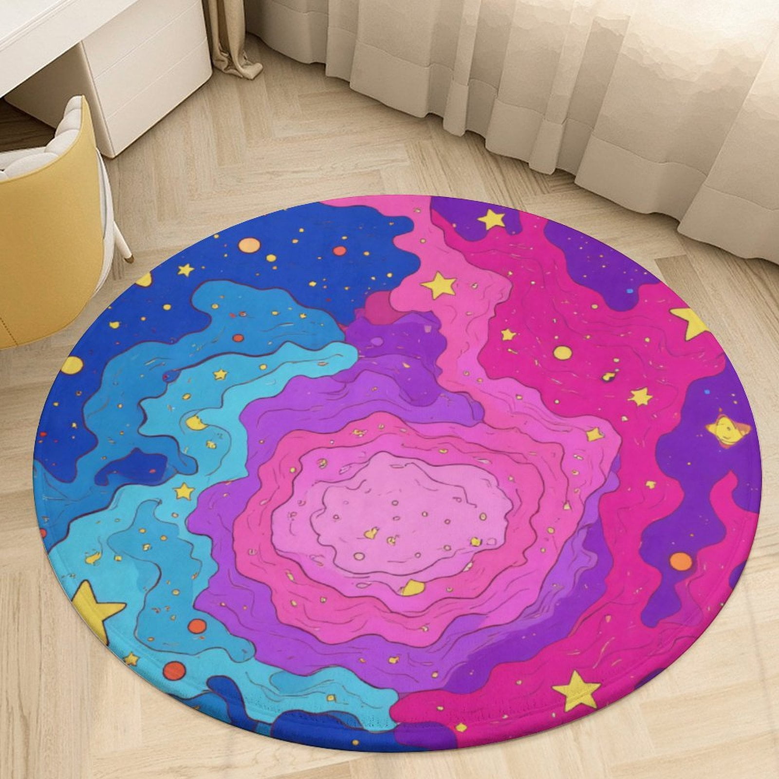 Colorful Starry Night Paper Cutout Round Area Rugs for Bedroom Living ...