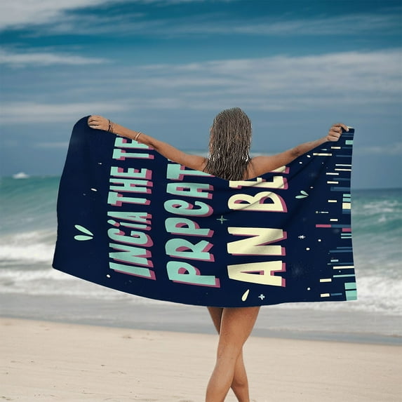 Colorful Starry Night Pattern Beach Towel - Whimsical Design with ...