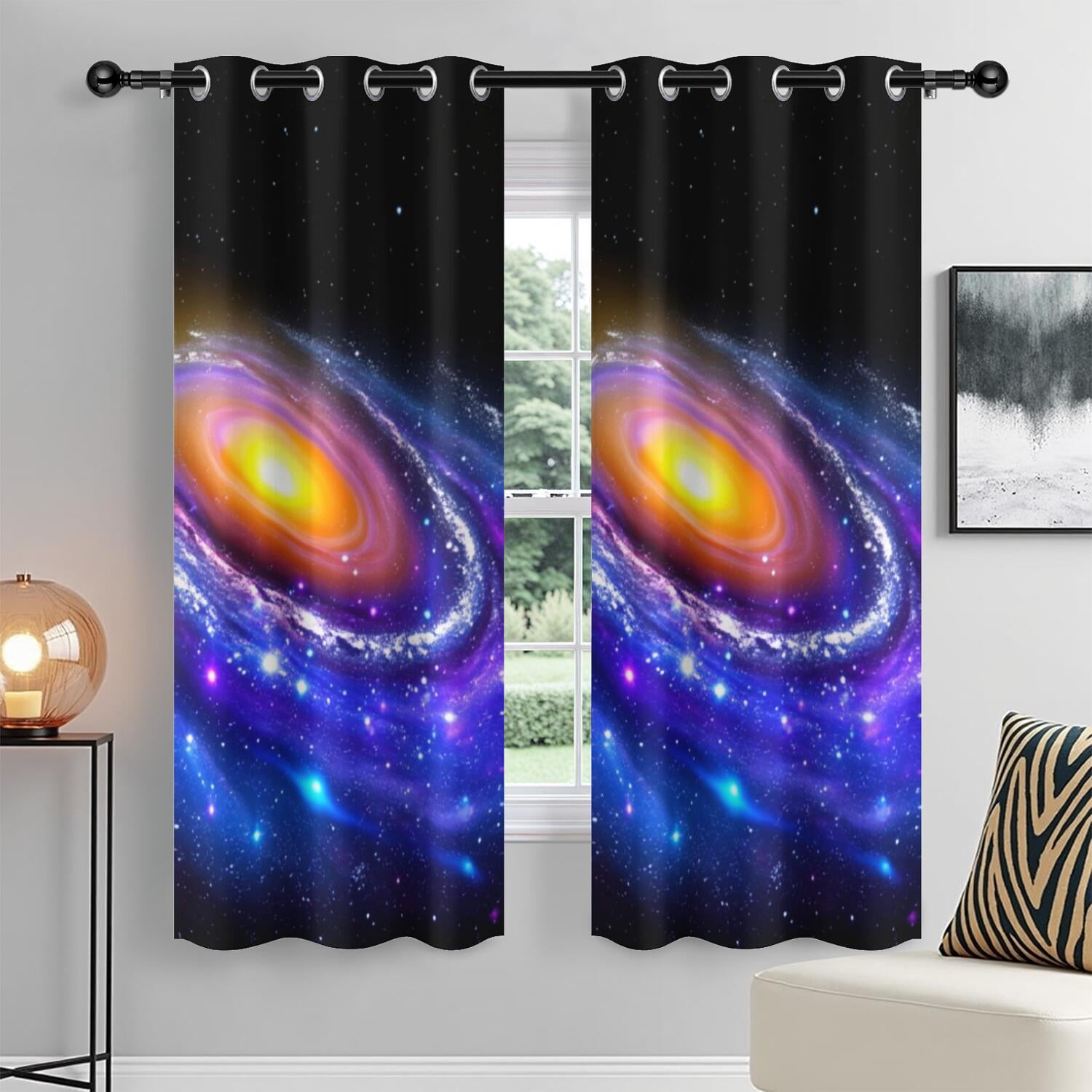 Colorful Starry Sky and Universe Blackout Curtains,Triple Weaved Fabric ...