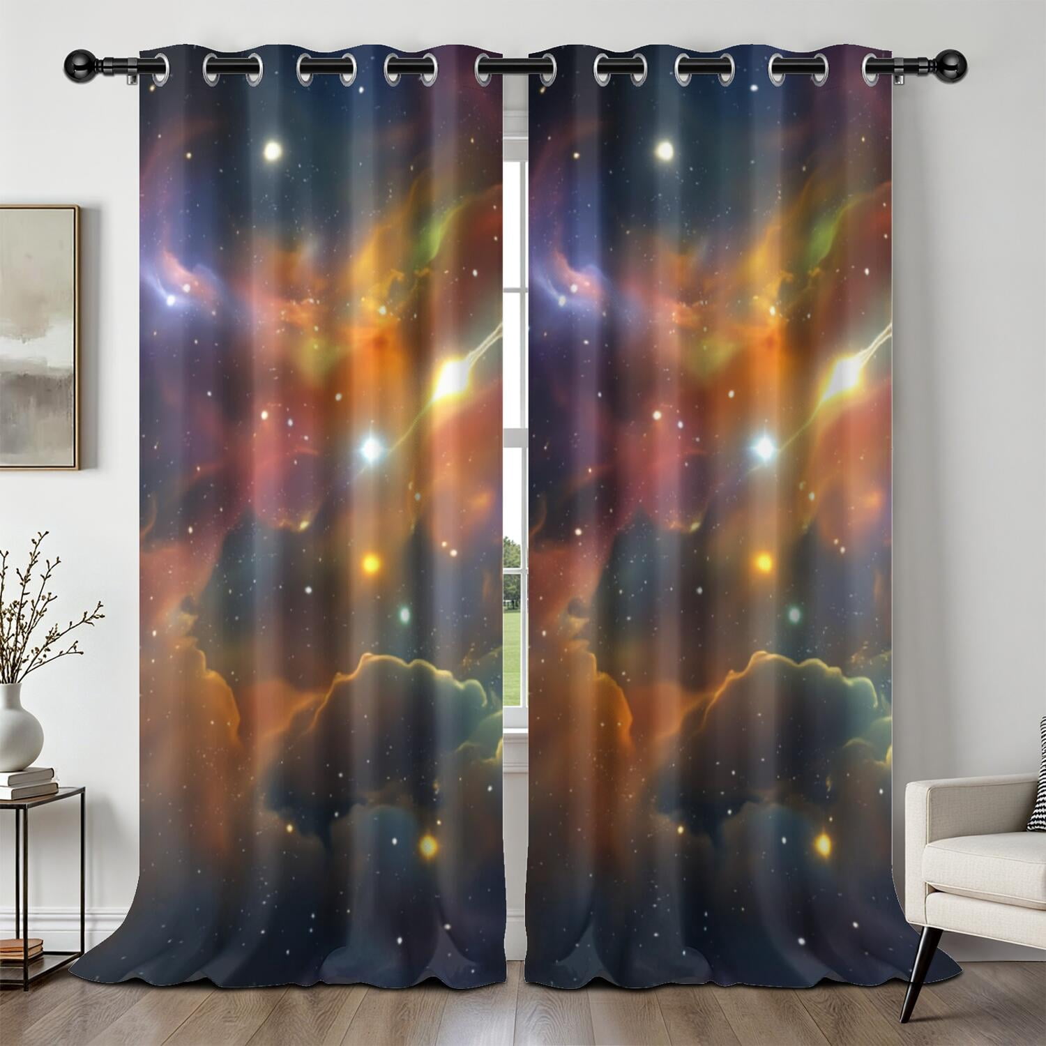 Colorful Starry Sky and Universe Blackout Curtains,Triple Weaved Fabric ...