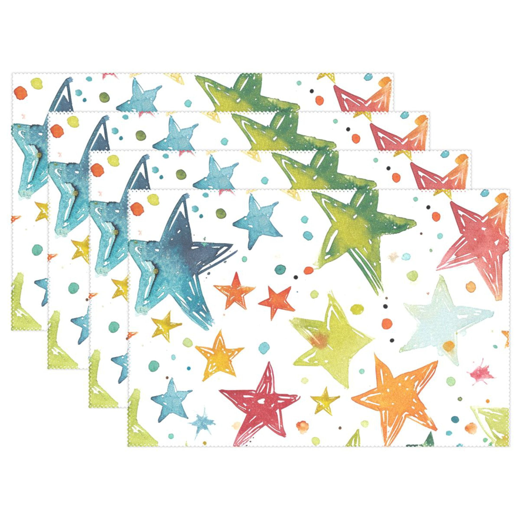 Colorful Stars 12×18 inch Placemats Heat Resistant Washable Foldable ...