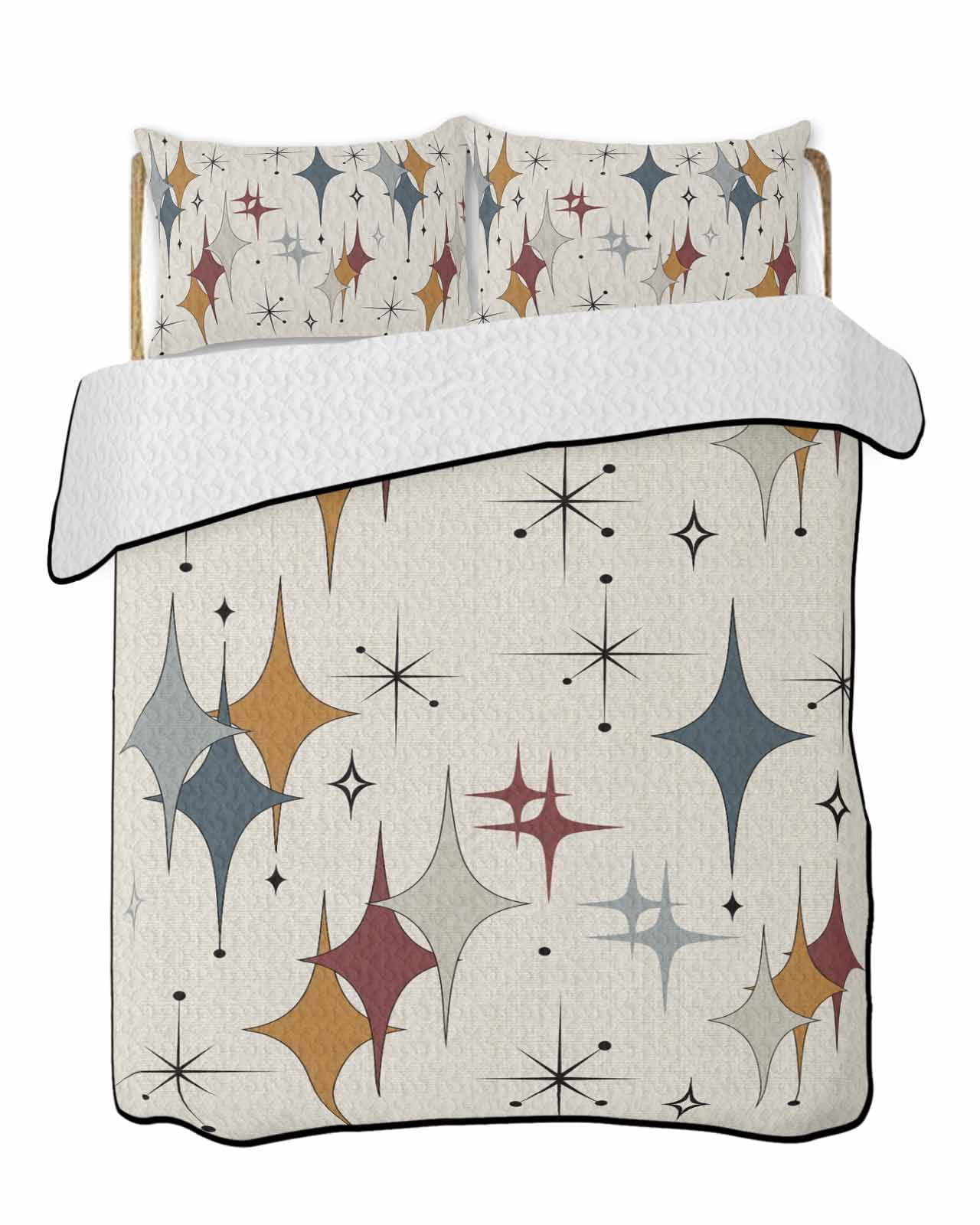 Colorful Stars 3 Pieces Quilt Set, 1 Quilt with 2 Shams, Vintage Grey ...