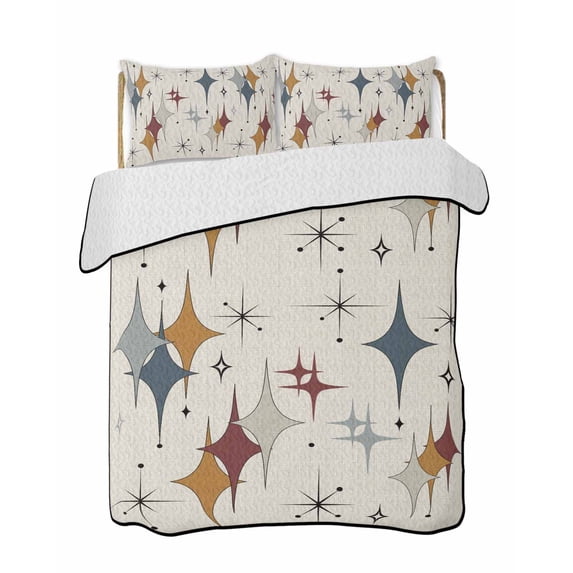 Colorful Stars 3 Pieces Quilt Set, 1 Quilt with 2 Shams, Vintage Grey ...