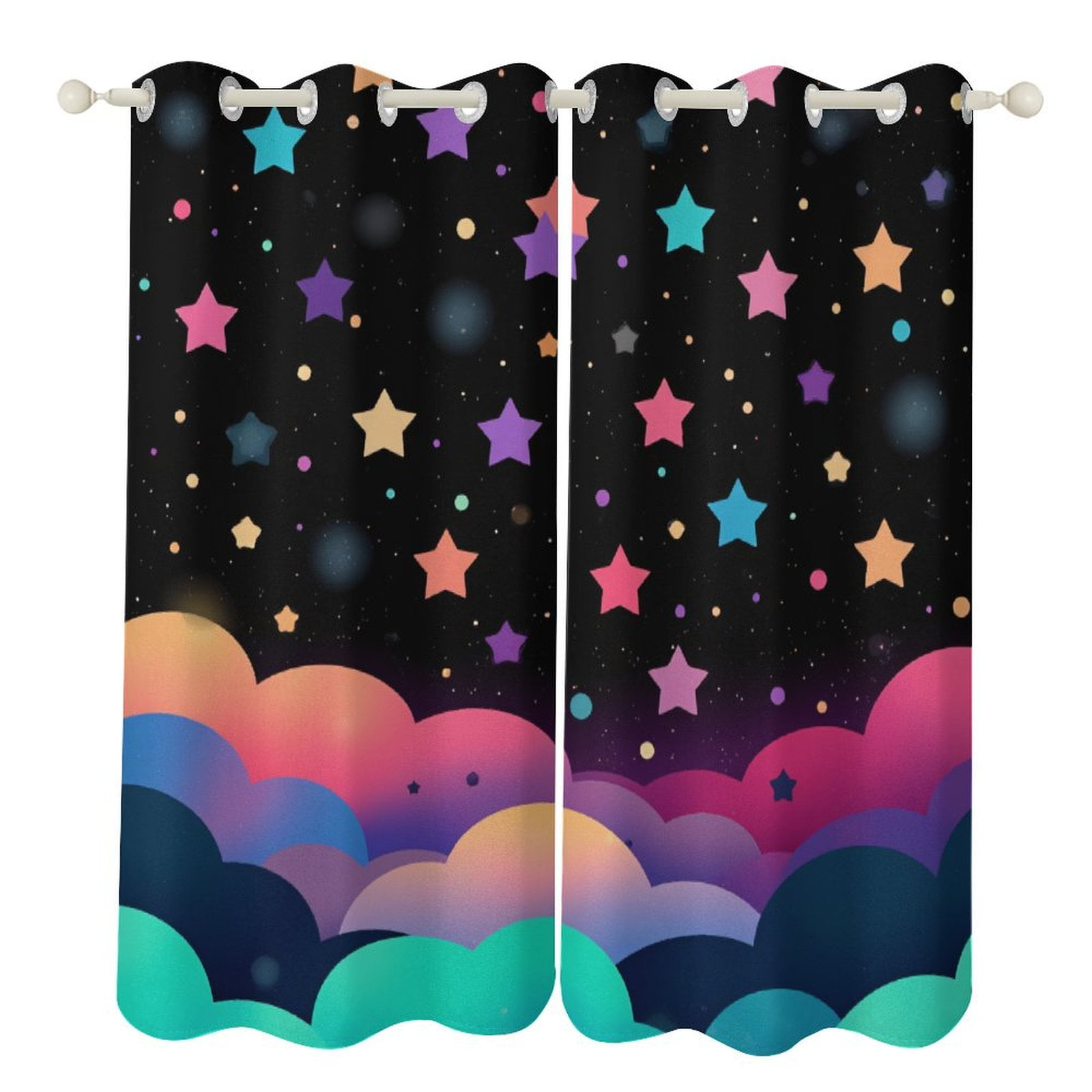 Colorful Stars And Clouds Night Sky Blackout Window Curtains for ...