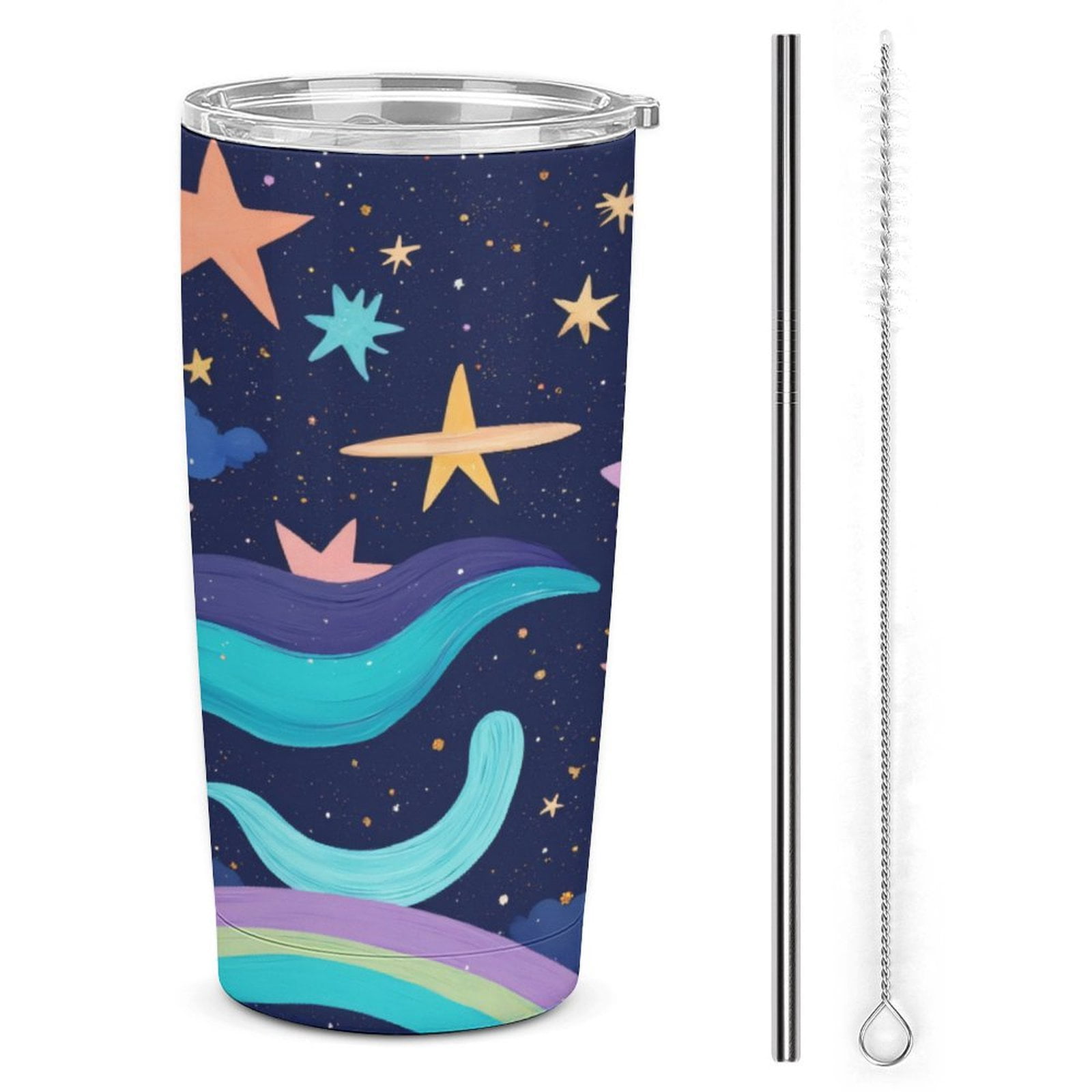 Colorful Stars And Clouds Night Sky Tumbler Print 20oz Stainless Steel ...