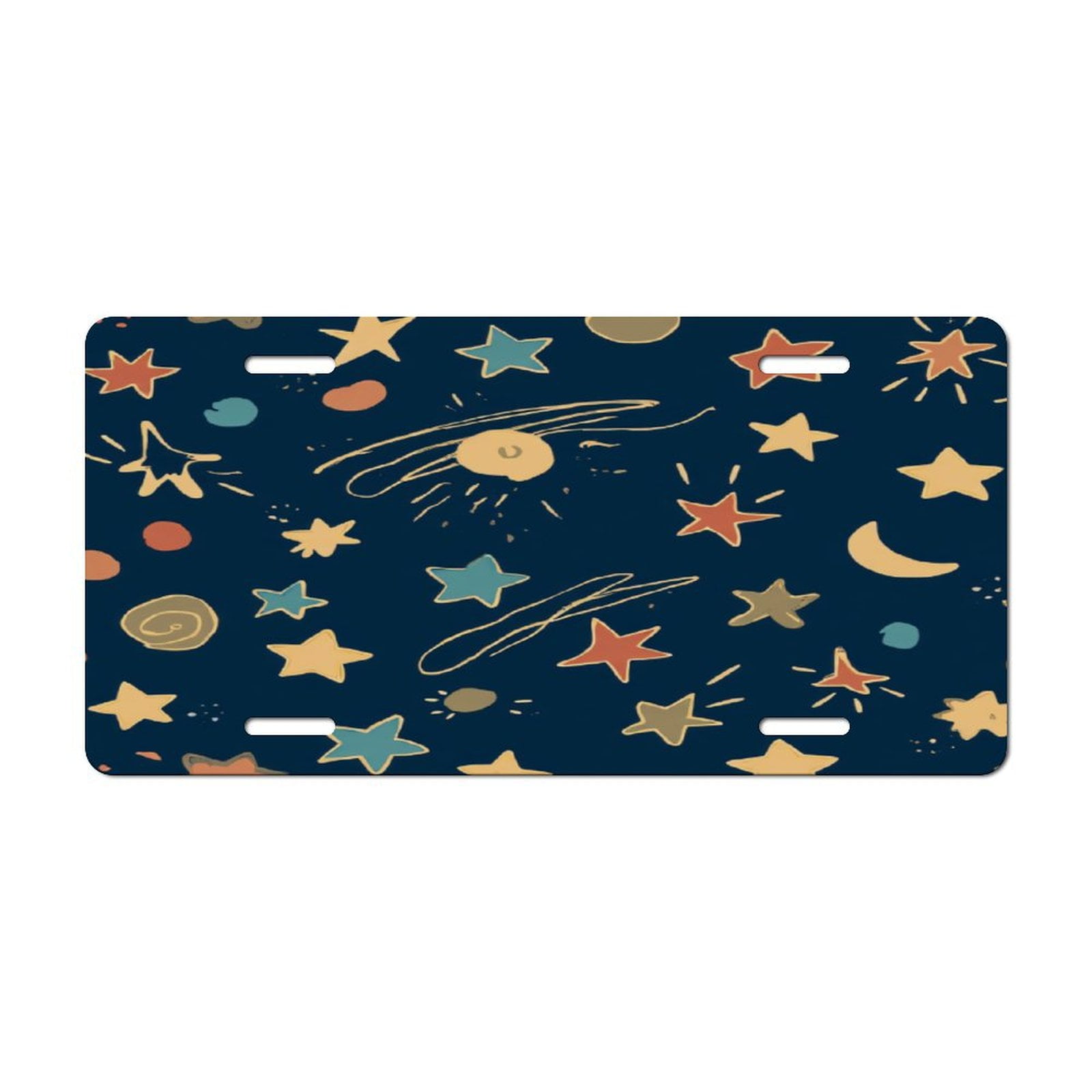 Colorful Stars And Moons Pattern License Plate Lightweight Aluminum ...