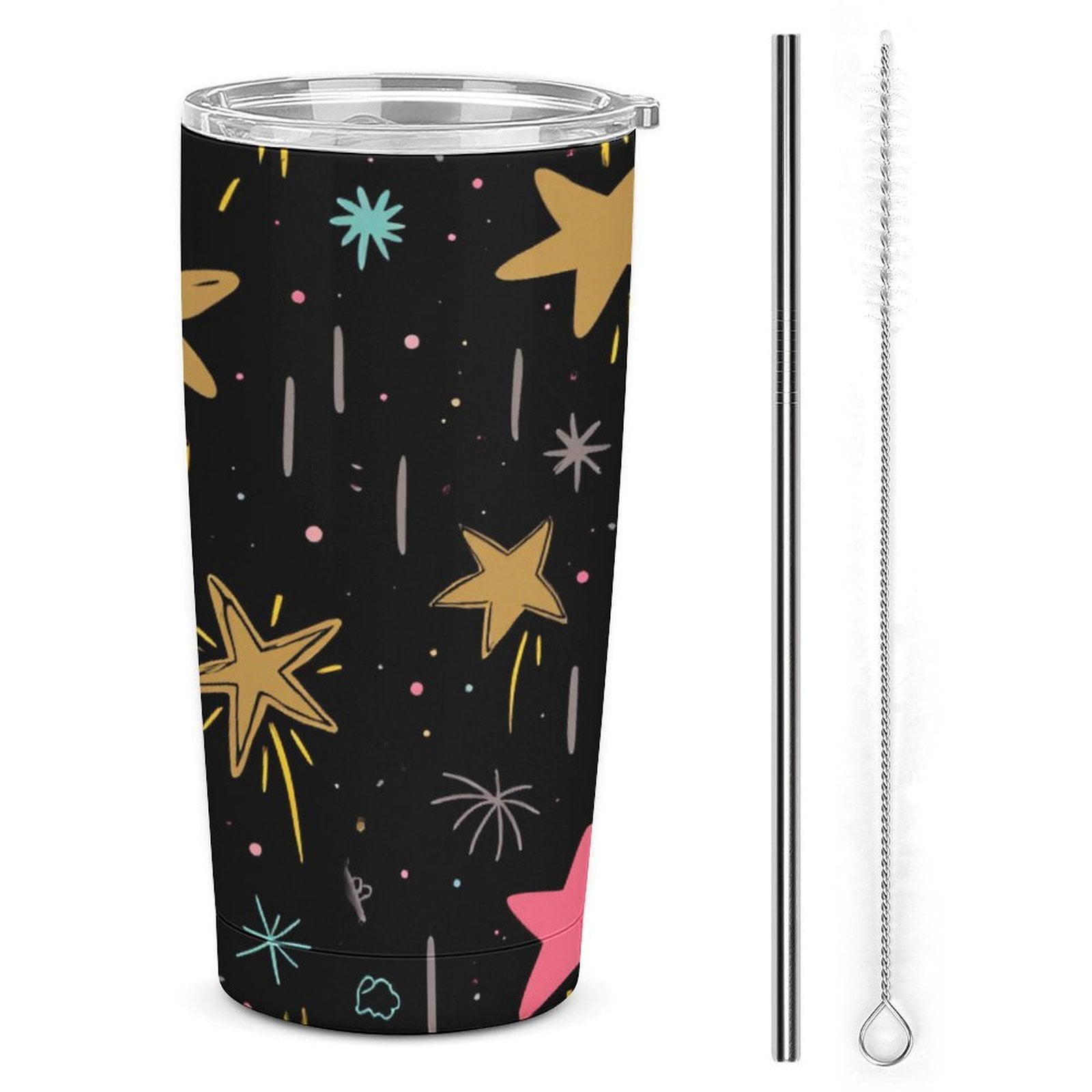 Colorful Stars And Moons Pattern Tumbler with Lids And Straws Insulated ...