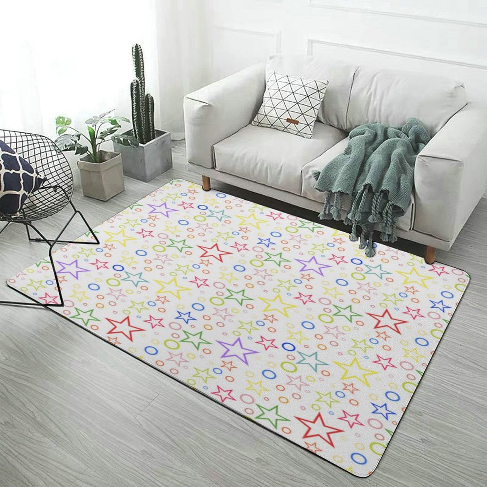 Colorful Stars Circles Pattern Background Carpet Rug for Living Room ...