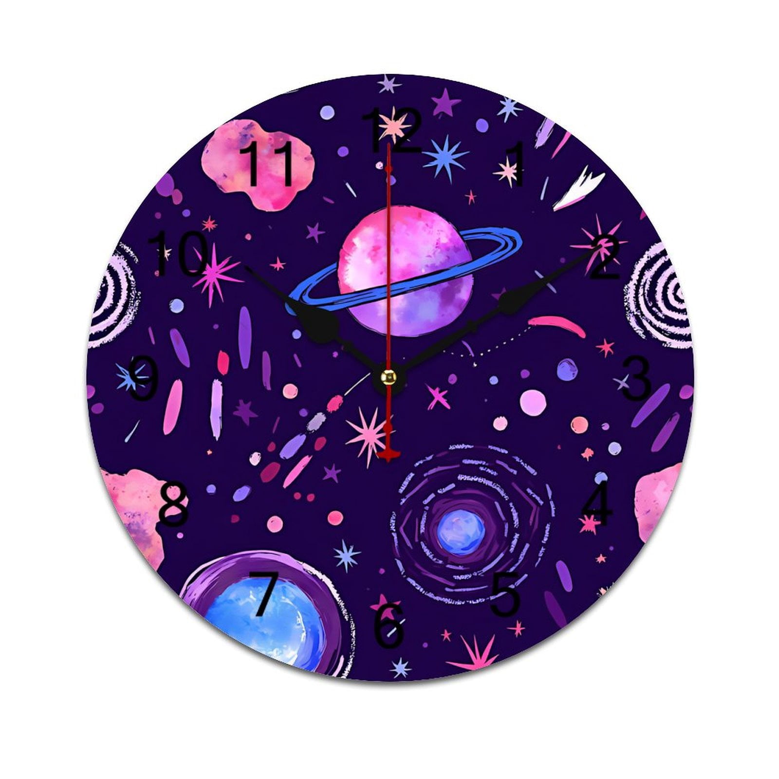 Colorful Stars Clouds And Moon Bedroom Wall Clock Large Modern Kitchen ...