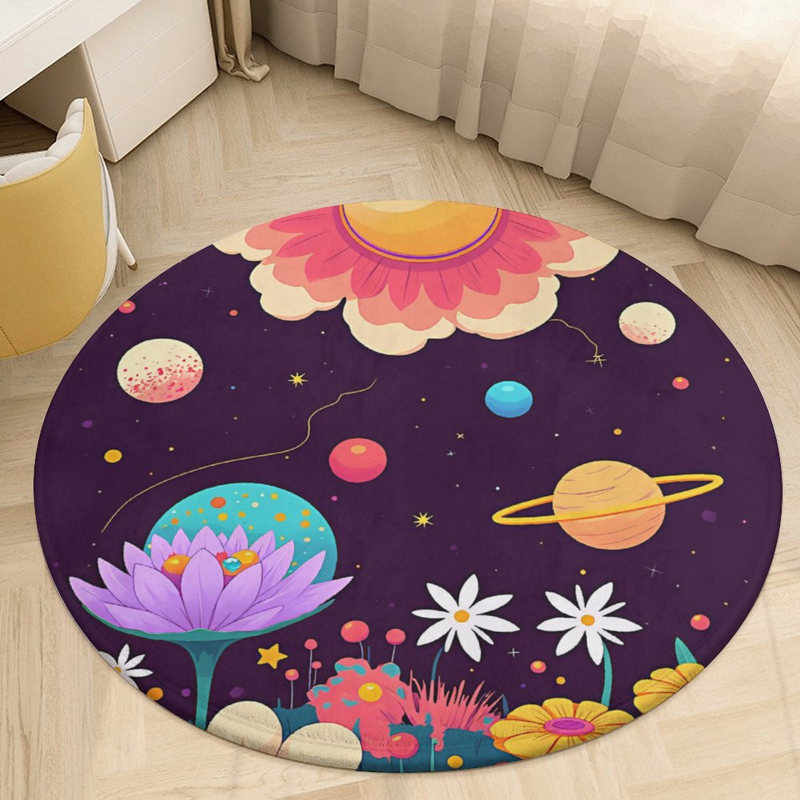 Colorful Stars Clouds And Moon Round Area Rugs for Bedroom Living Room ...