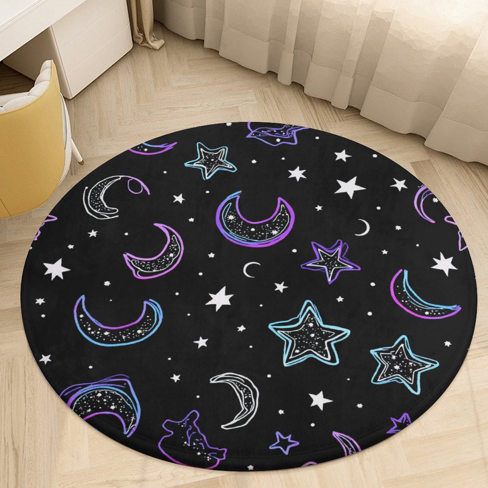Colorful Stars Clouds And Moon Round Area Rugs for Bedroom Living Room ...
