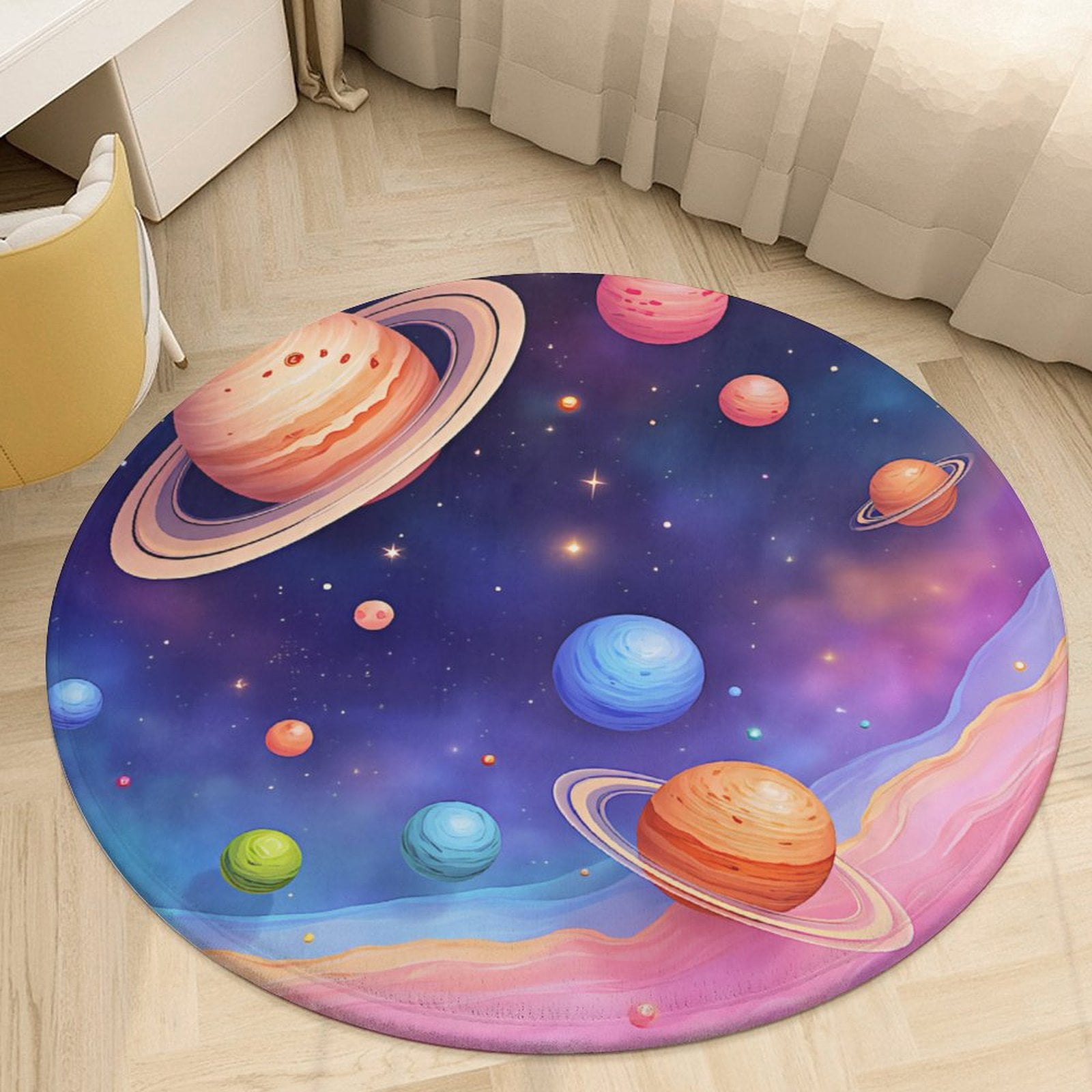 Colorful Stars Clouds And Moon Round Area Rugs for Bedroom Living Room ...