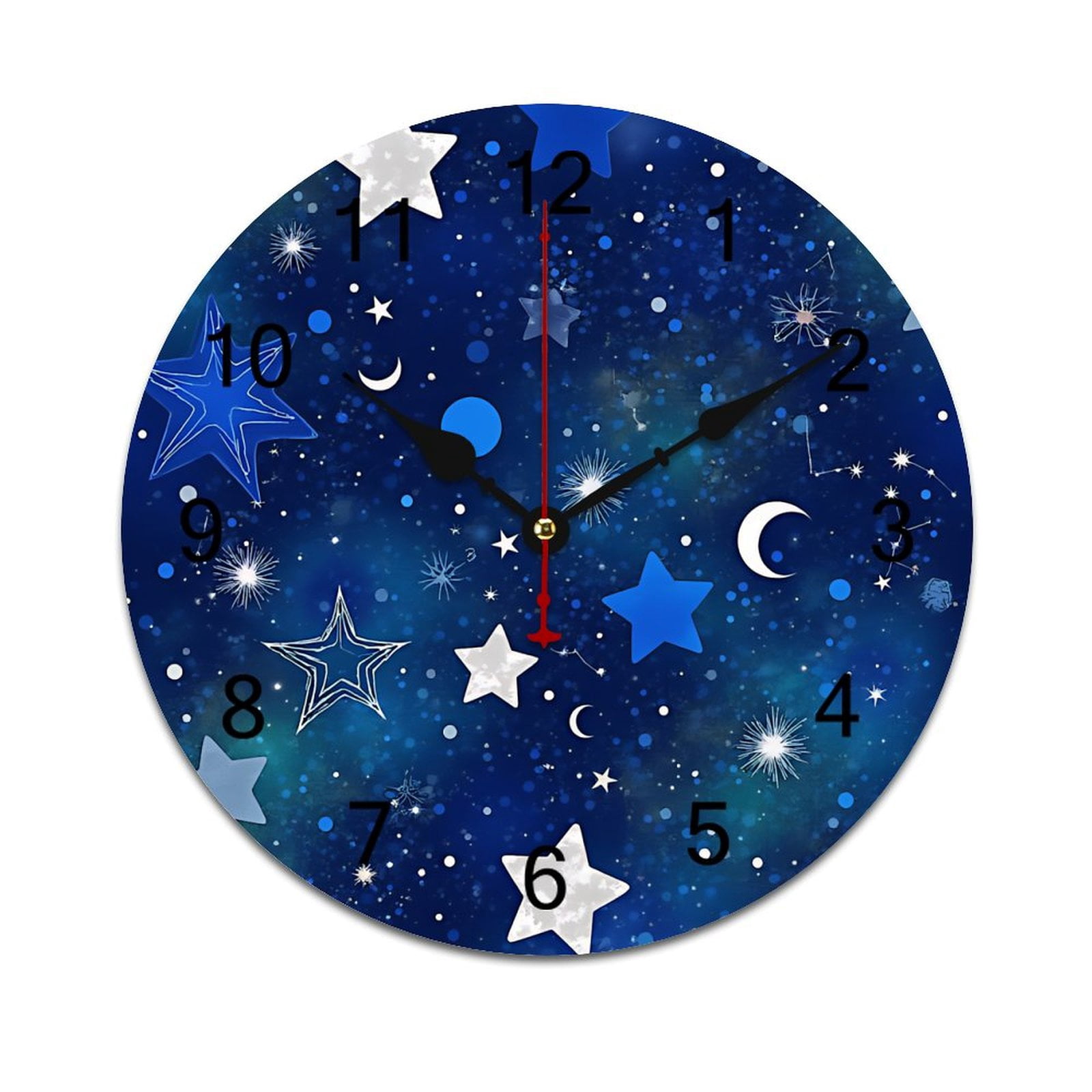 Colorful Stars Clouds And Moon Word Saying Big Wall Clock Home Decor ...