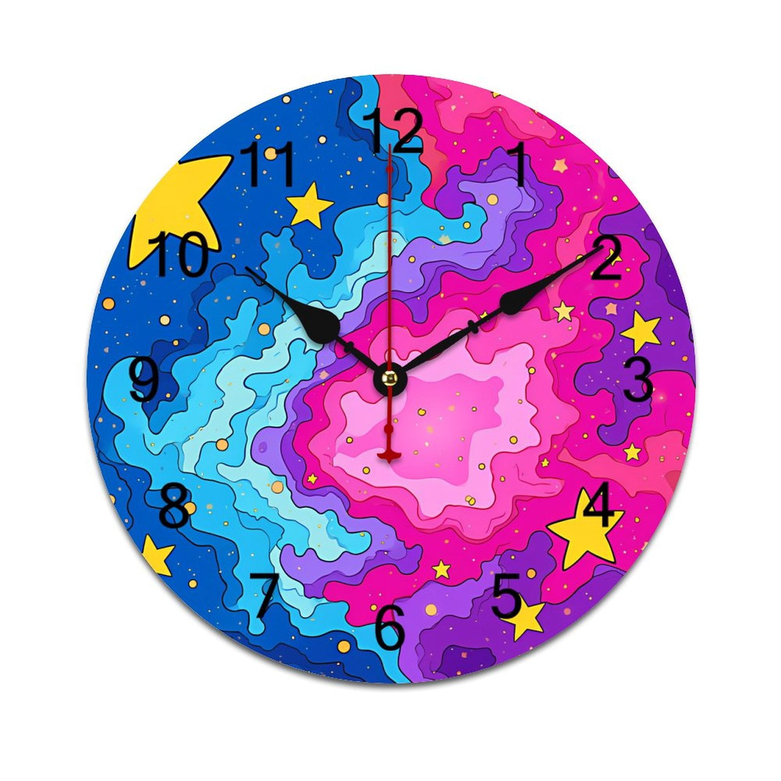 Colorful Stars Clouds And Moon Word Saying Big Wall Clock Home Decor ...