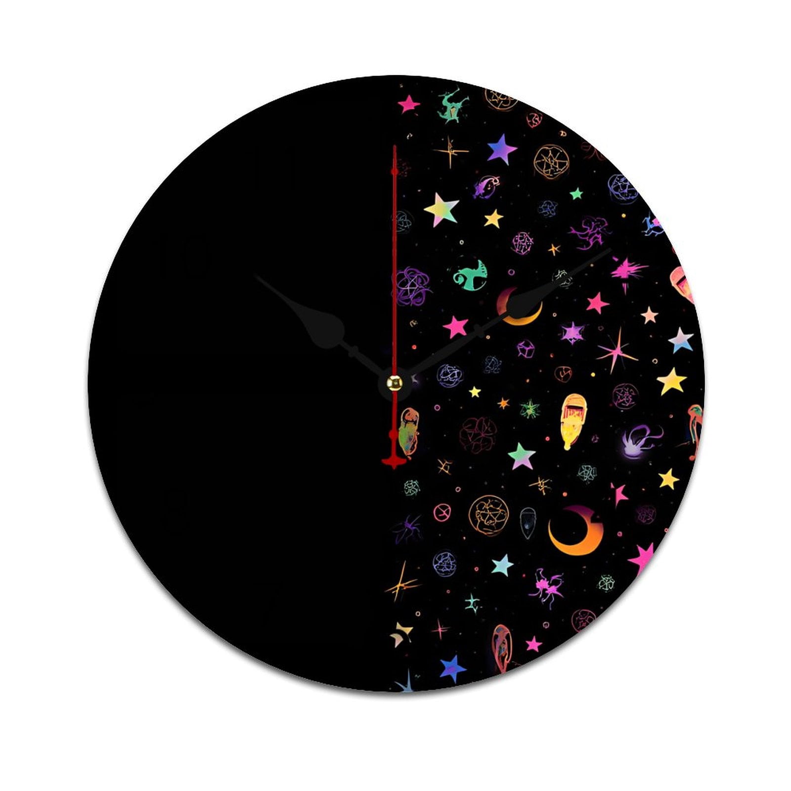 Colorful Stars Clouds And Moon Word Saying Big Wall Clock Home Decor ...