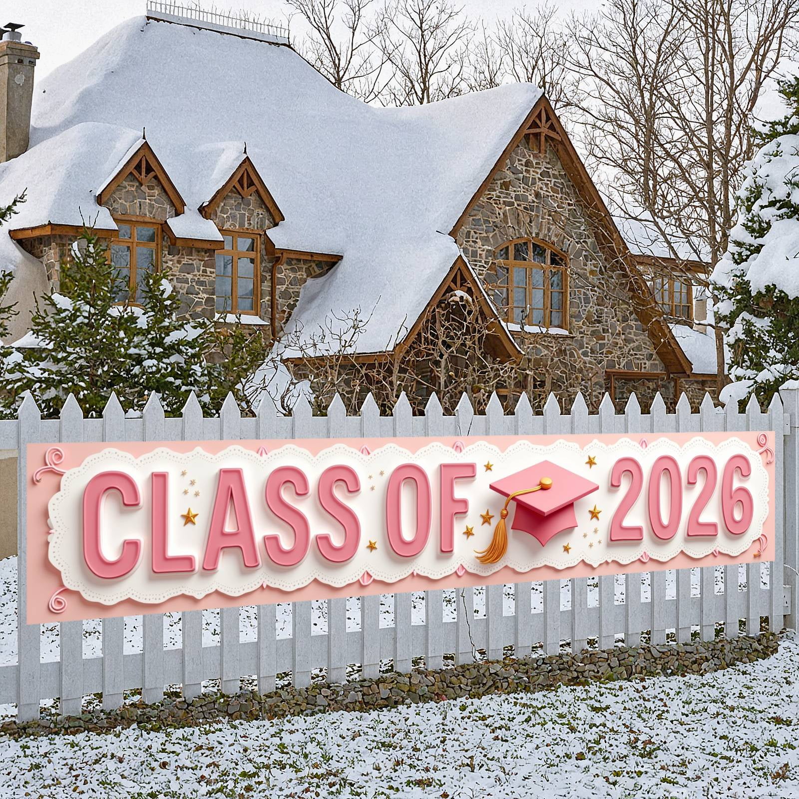 Colorful Stars Graduation Banner Graduation Cap Design Class of 2026 ...