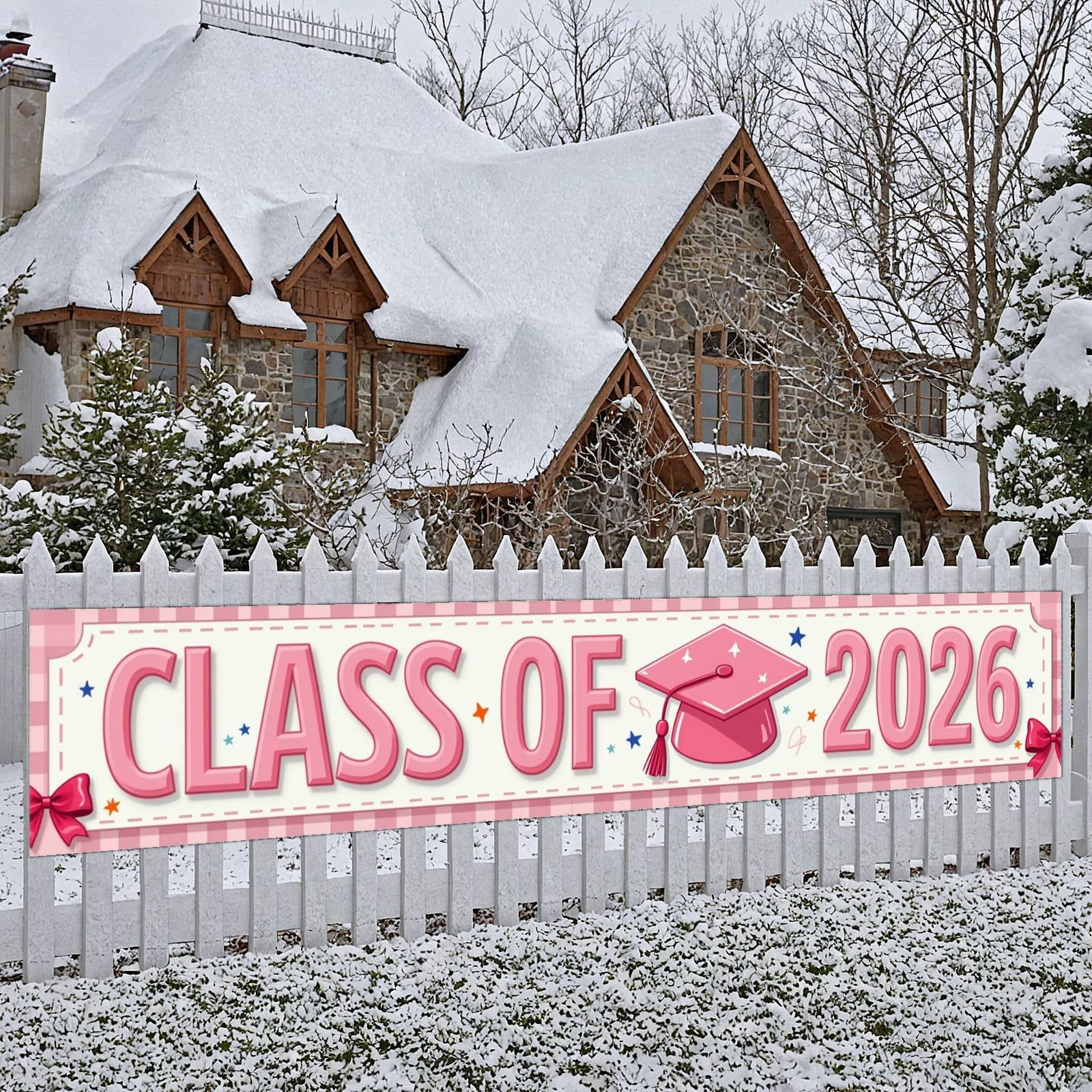 Colorful Stars Graduation Banner Graduation Cap Design Class of 2026 ...