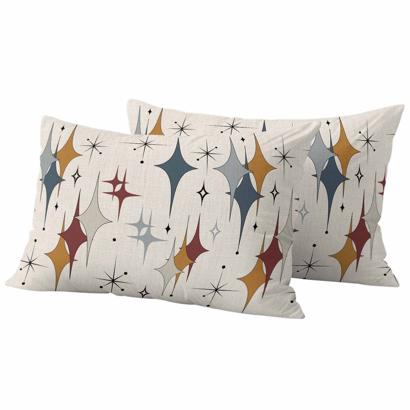 Colorful Stars Outdoor Pillow Covers Set of 2 Vintage Grey Yellow Red ...