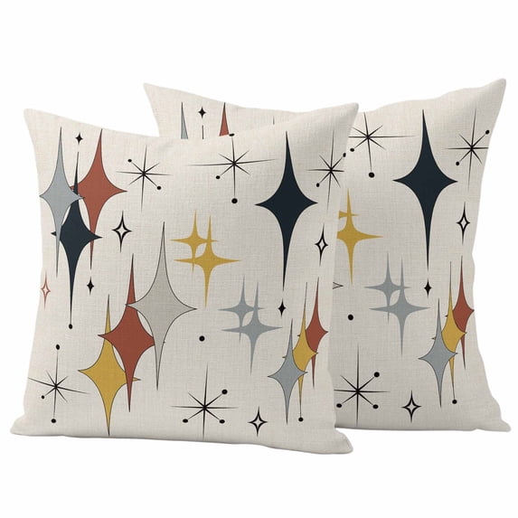 Colorful Stars Outdoor Pillow Covers Set of 2 Vintage Red Yellow Black ...