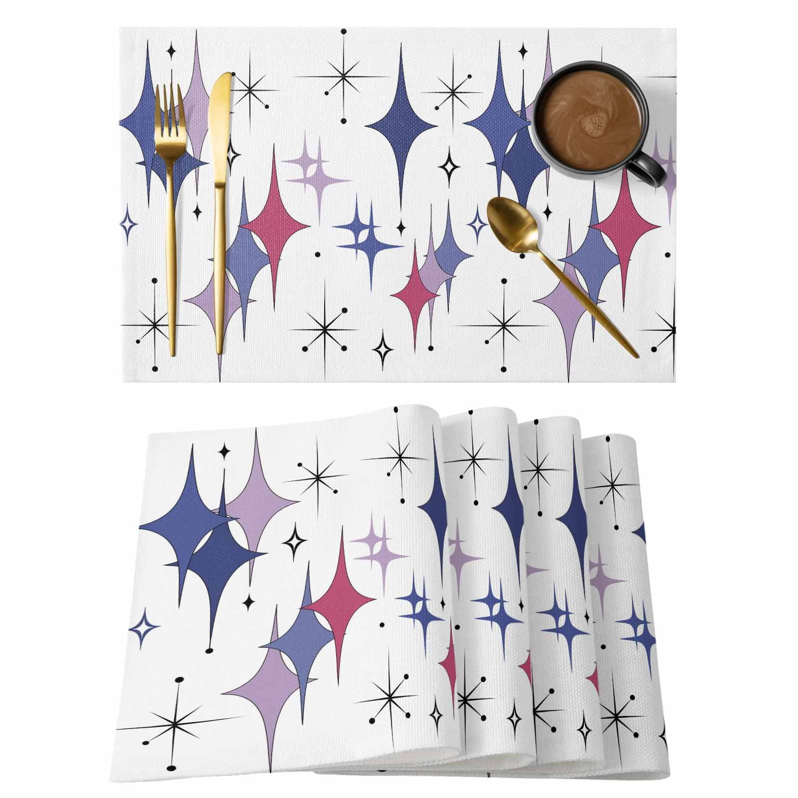 Colorful Stars Placemats Set of 4 Vintage Lavender Purple Pink Star ...
