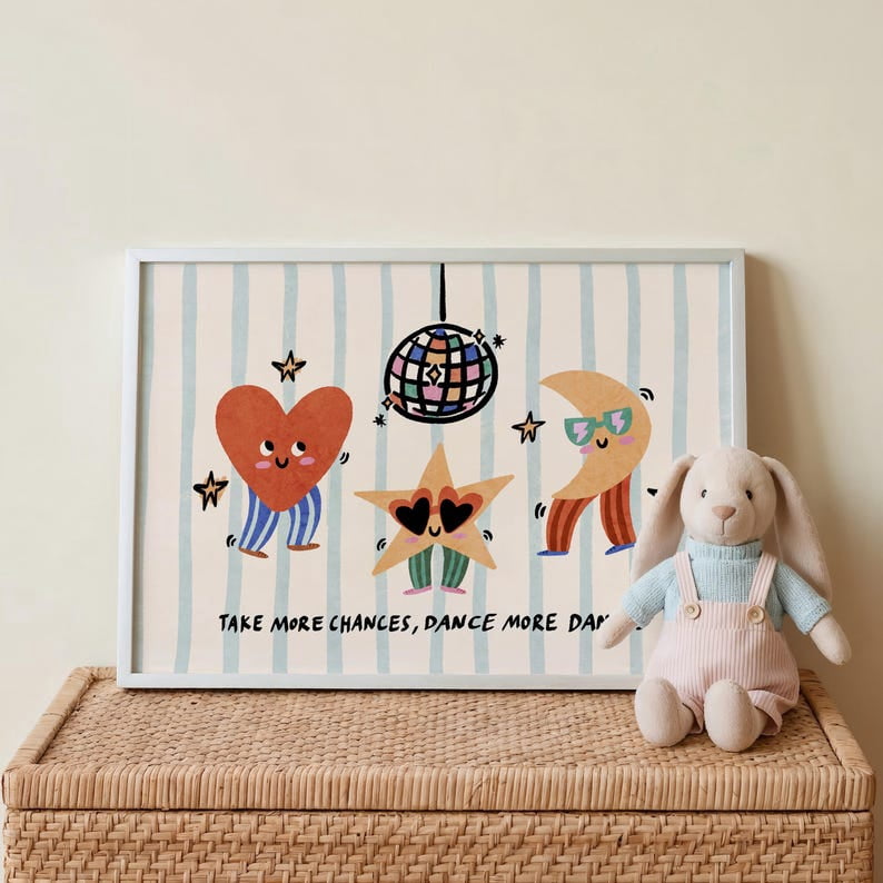 Colorful Stars Playroom Poster for Kids, Nursery Wall Decor Print ...