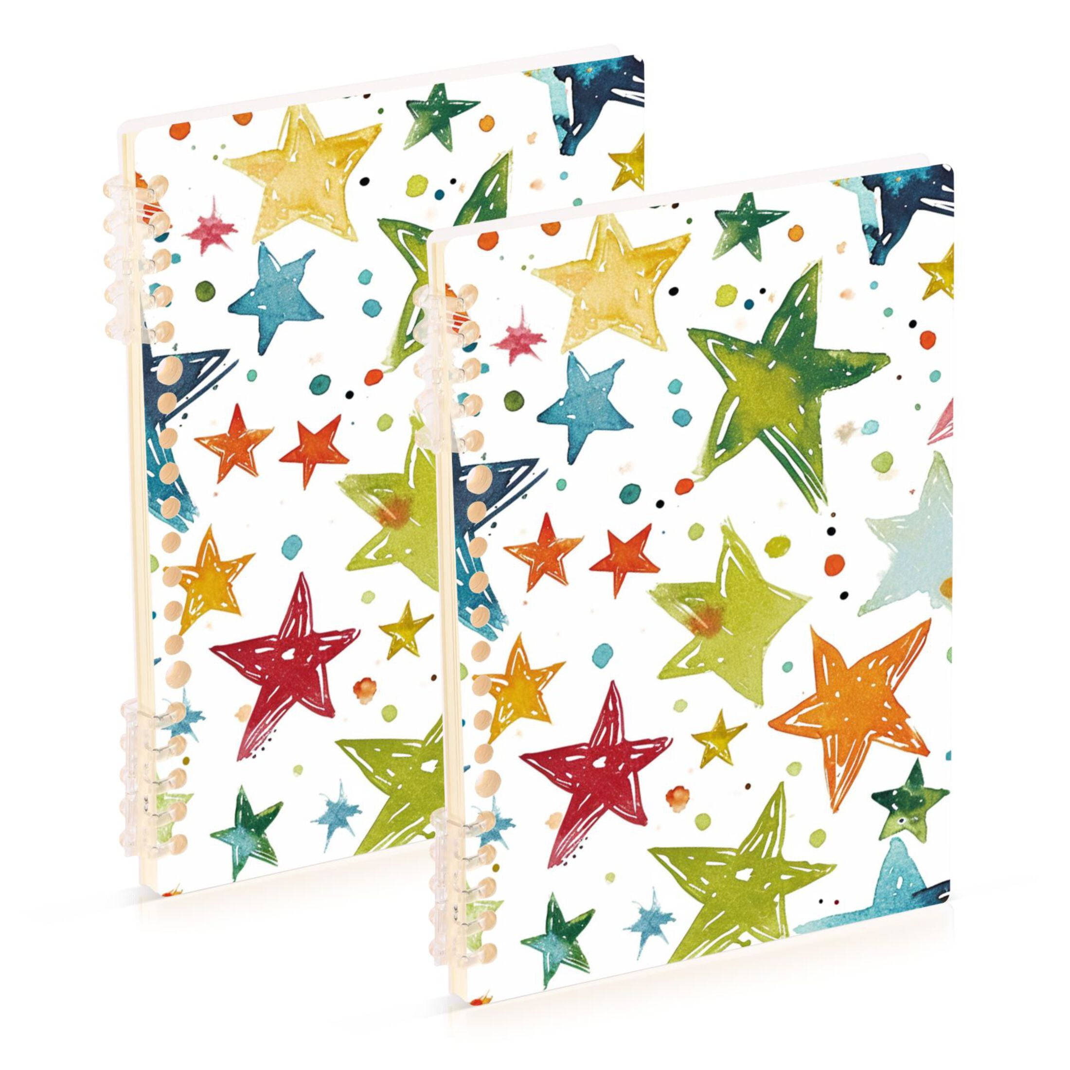 Colorful Stars Ring Binder Notebook Journey Note Diary College Ruled ...