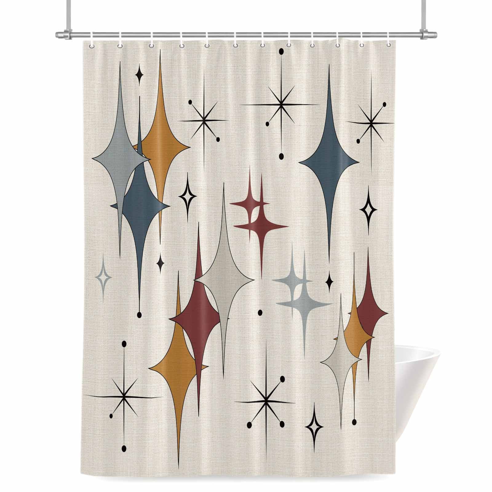 Colorful Stars Shower Curtains for Bathroom, Vintage Grey Yellow Red ...