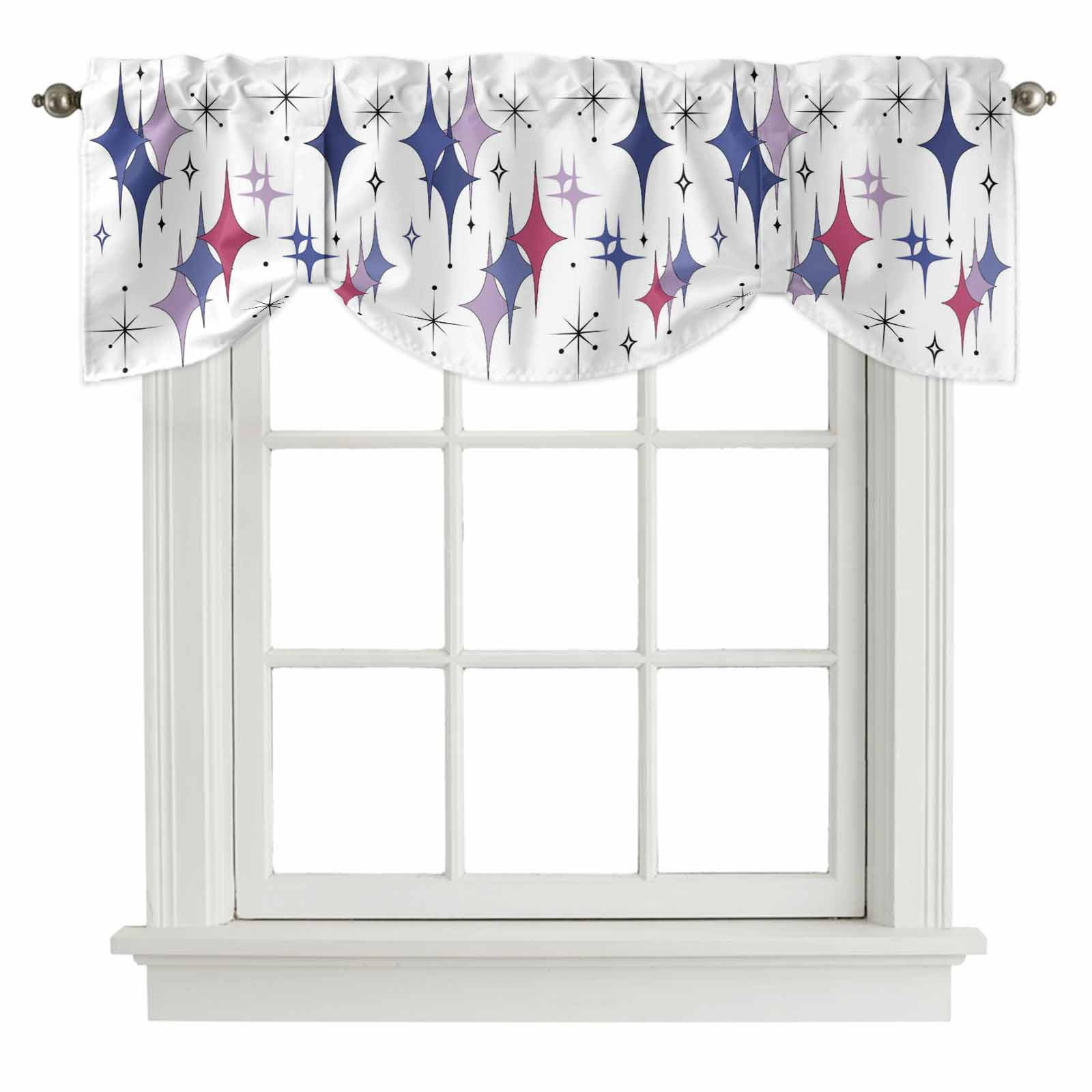 Colorful Stars Tie Up Valance Curtains Vintage Lavender Purple Pink ...