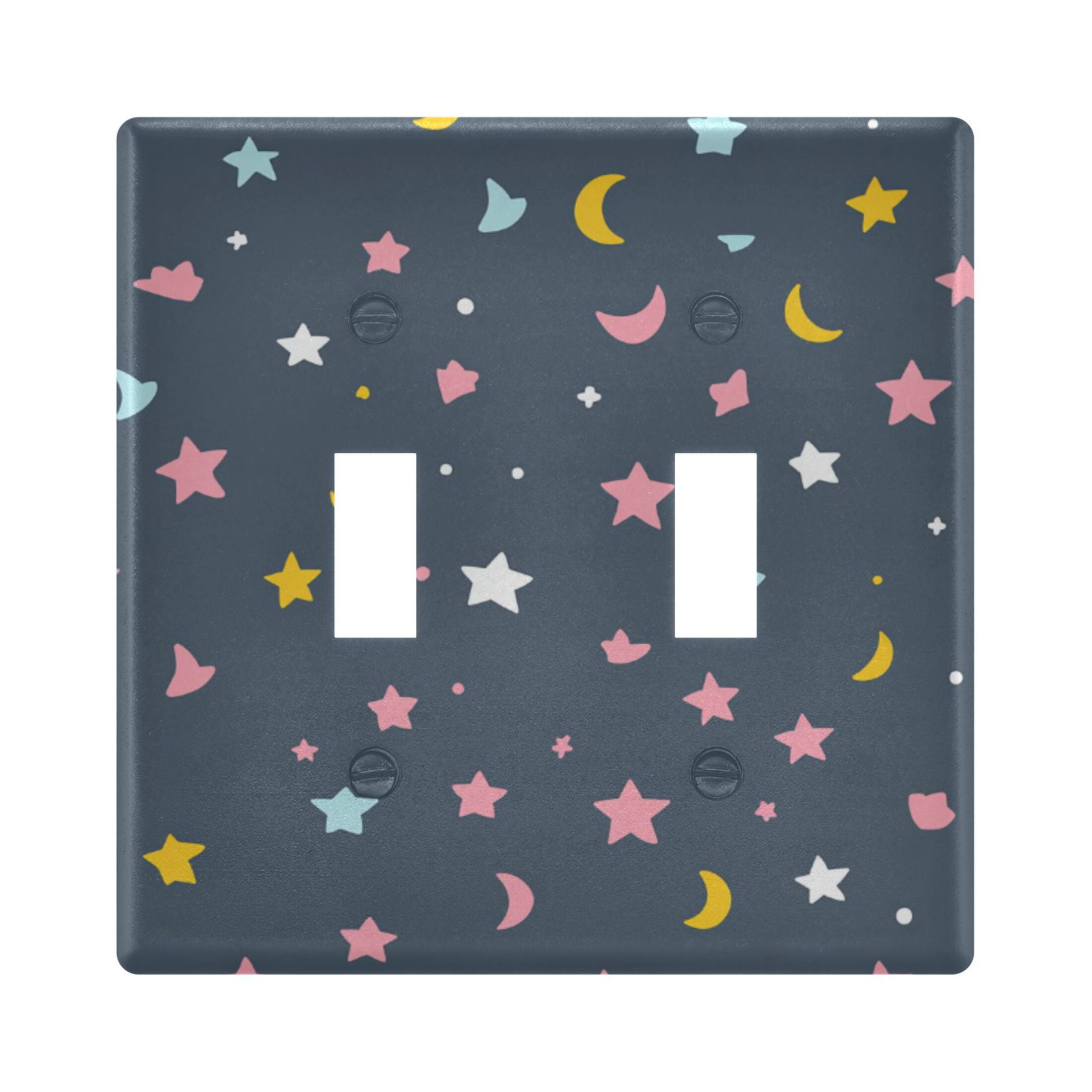 Colorful Stars and Moons Fireproof Switch Plate with Rounded Edges 2 ...