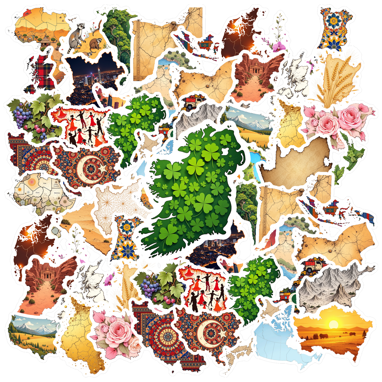 Colorful Stationery Stickers Travel DIY Stickers Geography Graffiti ...