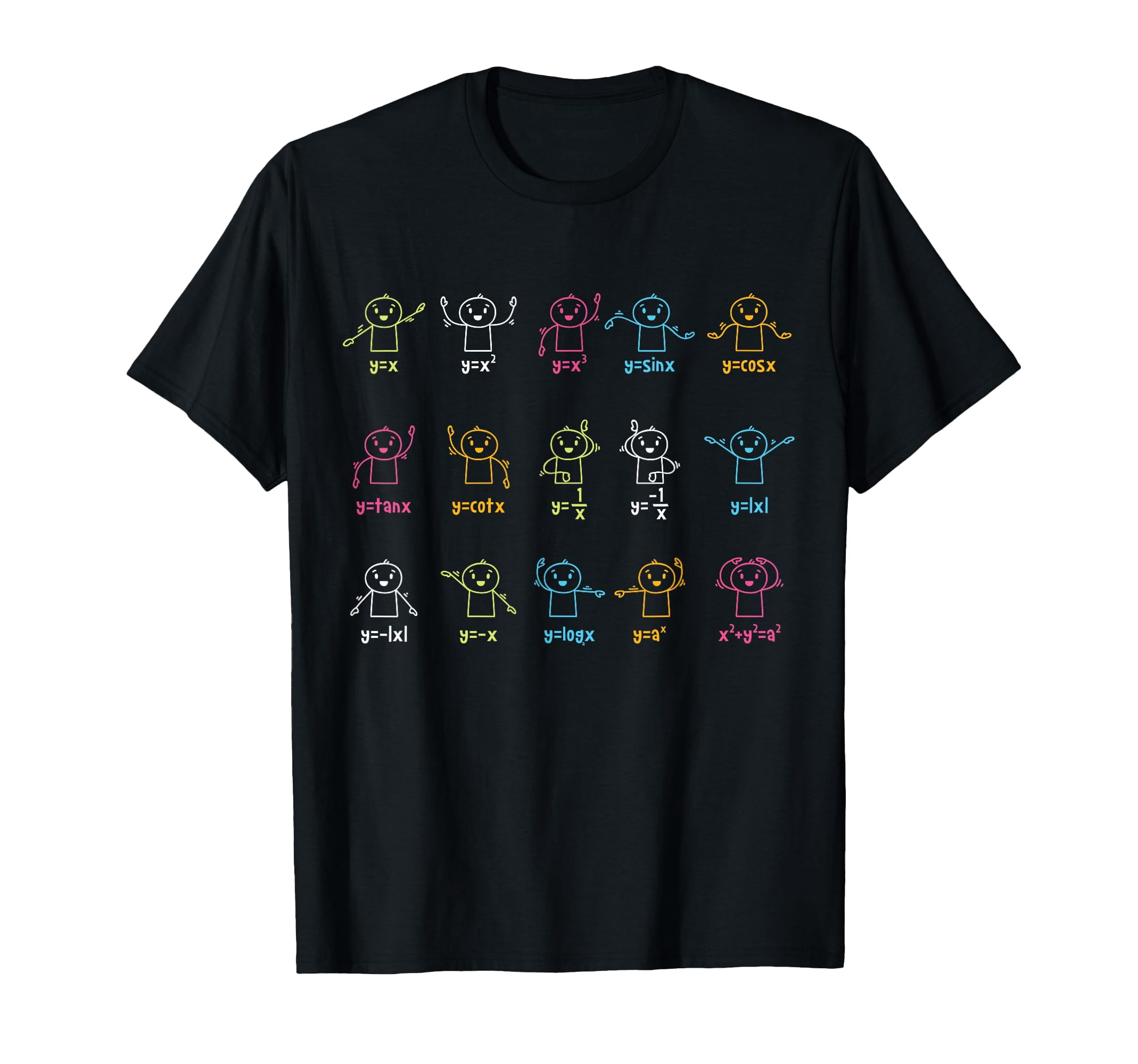 Colorful Stick Figure Math Equation T-Shirt for Algebra Enthusiasts ...
