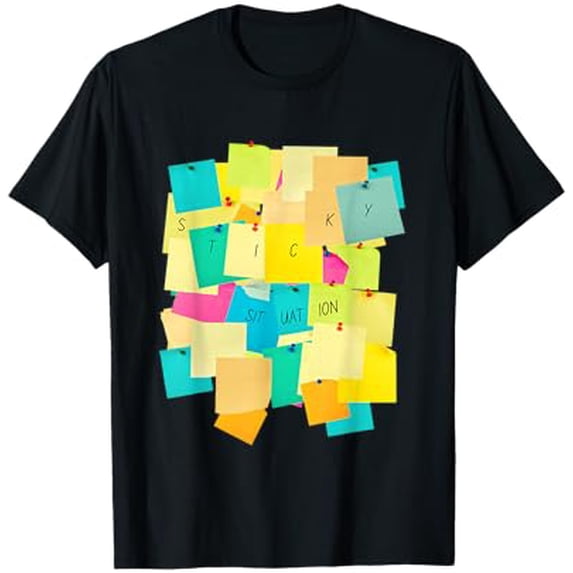 Colorful Sticky Note Collage T-Shirt for Office Humor and Creative ...
