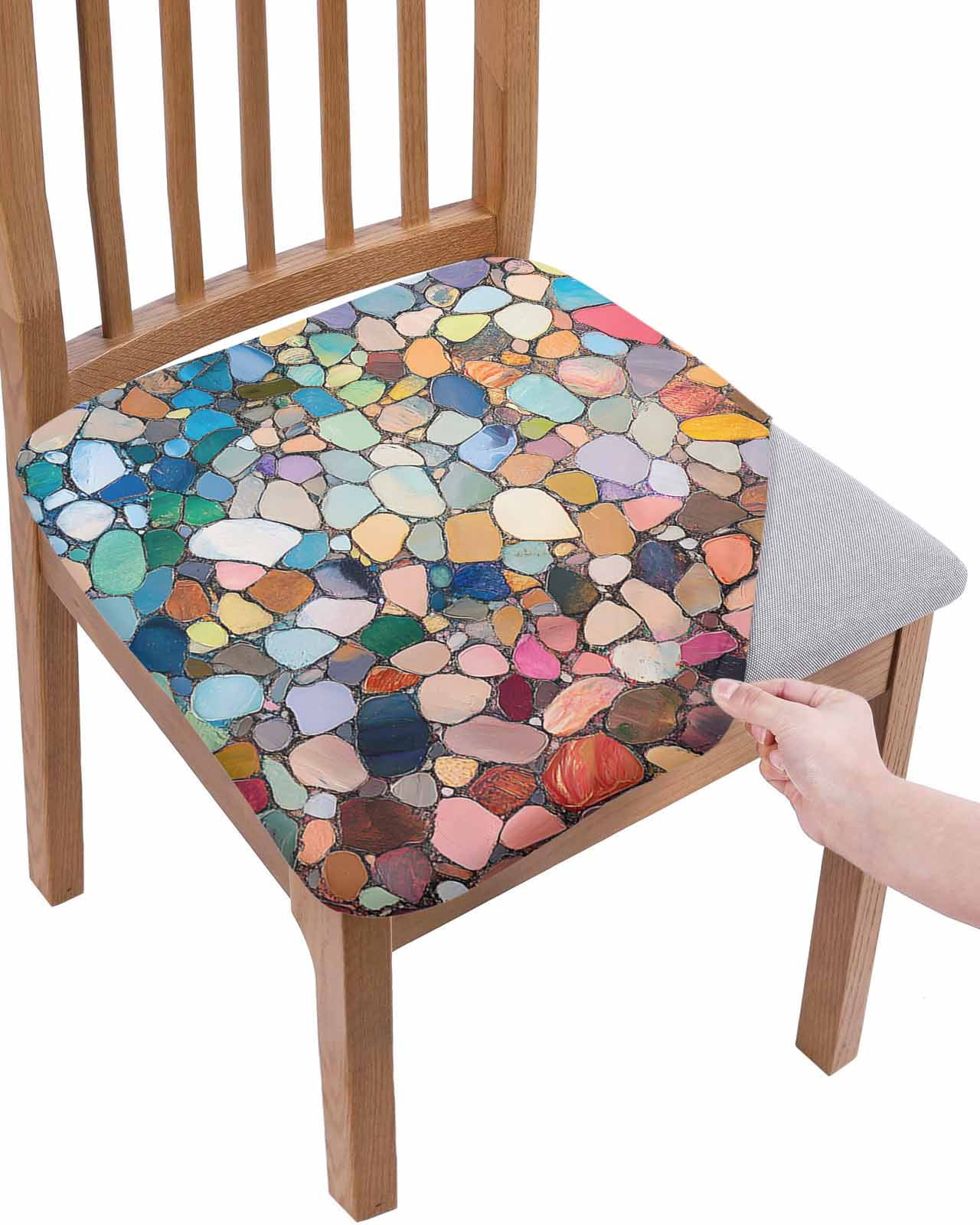 Colorful Stone Chair Seat Covers for Dining Room Stretch Chair Seat ...