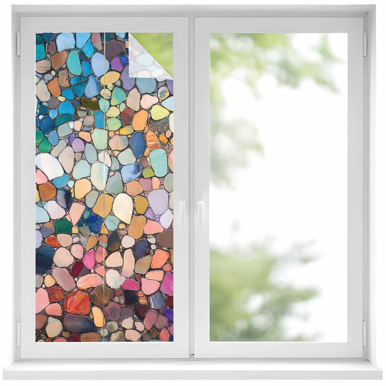 Colorful Stone Window Privacy Film, Rainbow Abstract Oil Painting ...