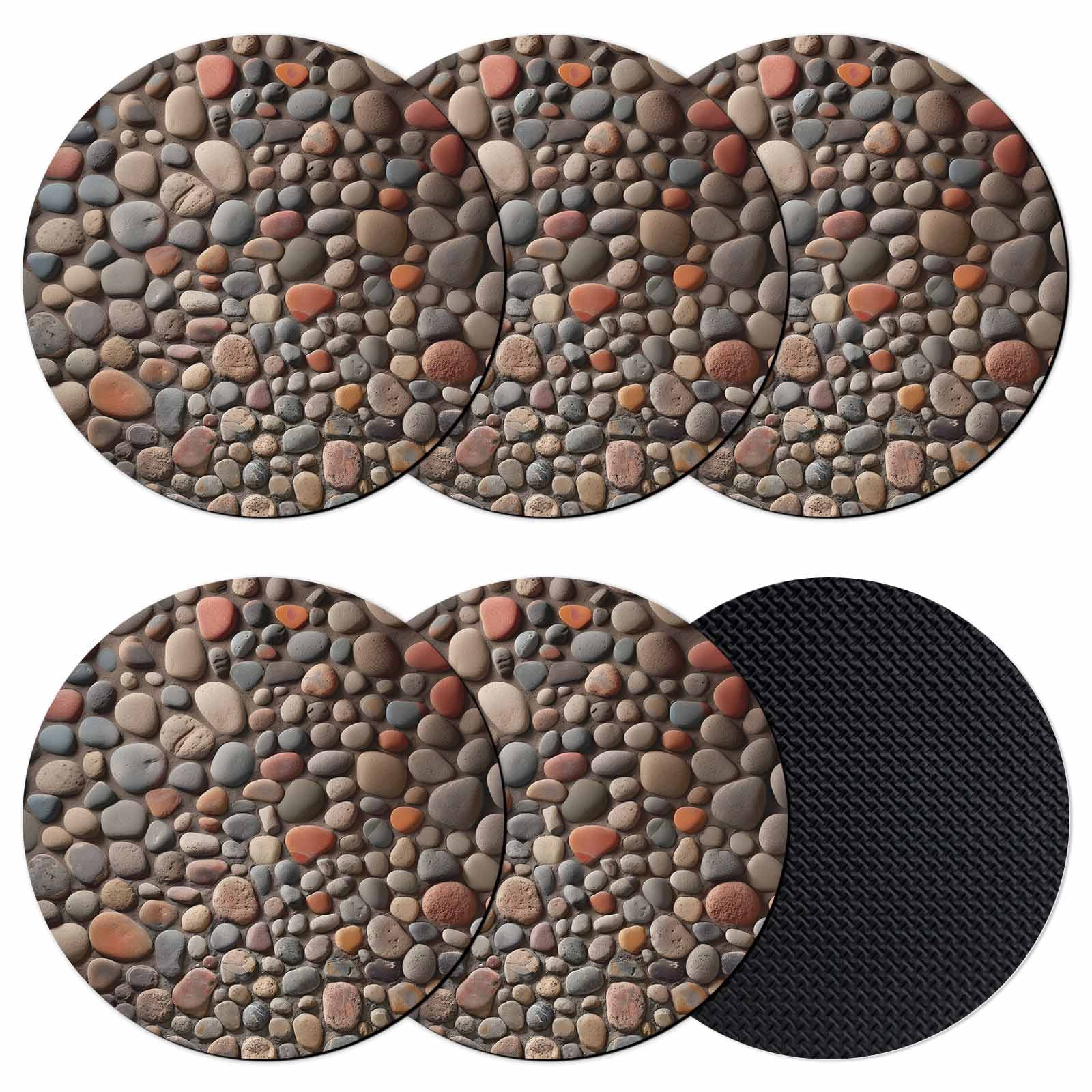 Colorful Stones Coasters Set of 6, Absorbent Coasters for Drinks ...