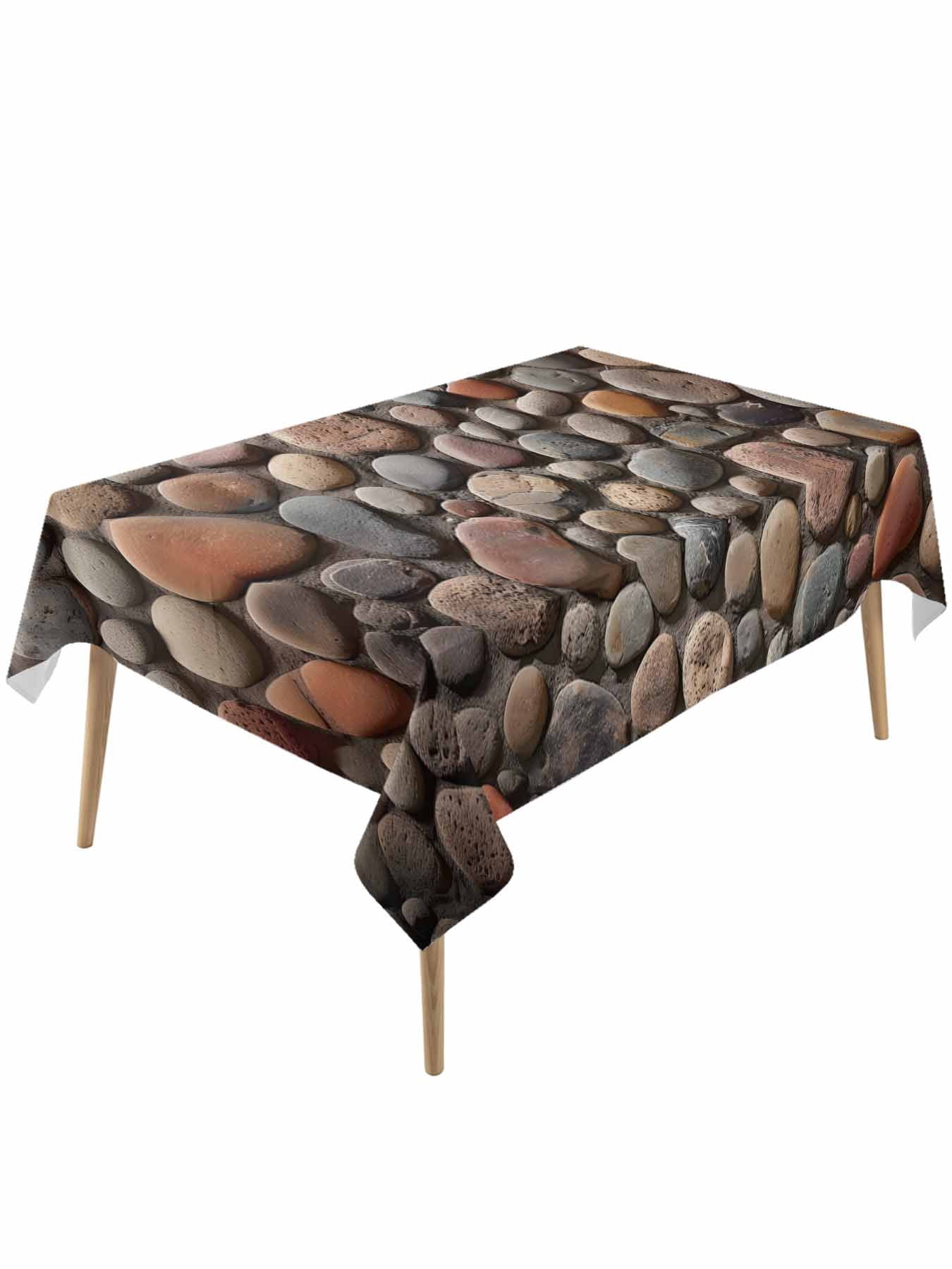 Colorful Stones Rectangle Tablecloth, Modern Art Farmhouse Stones ...