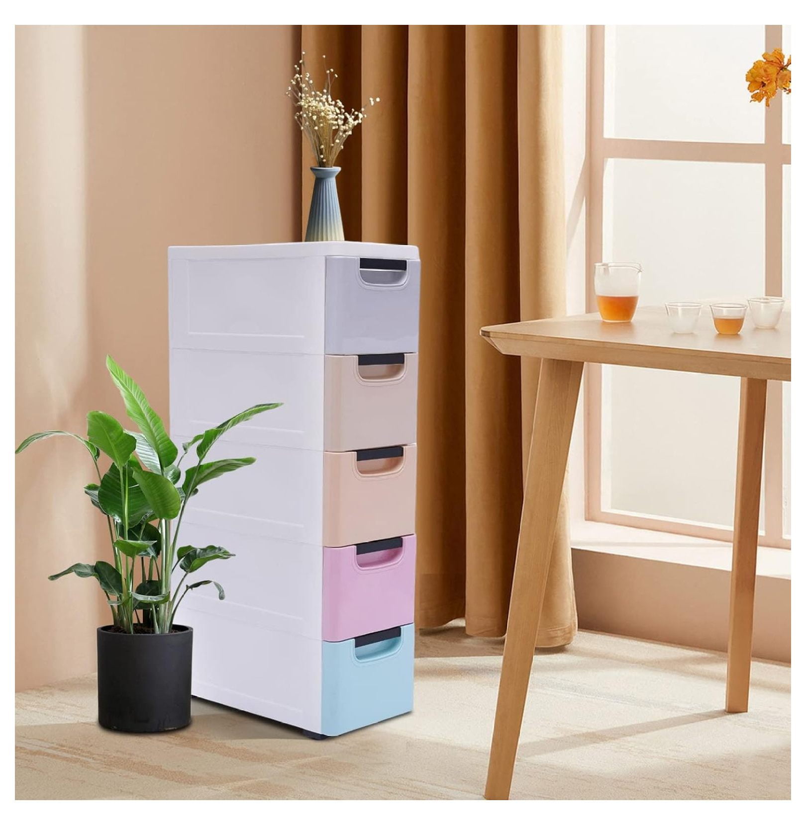 Colorful Storage Cabinet with 5 Drawers, Kid Dresser Storage Organizer ...
