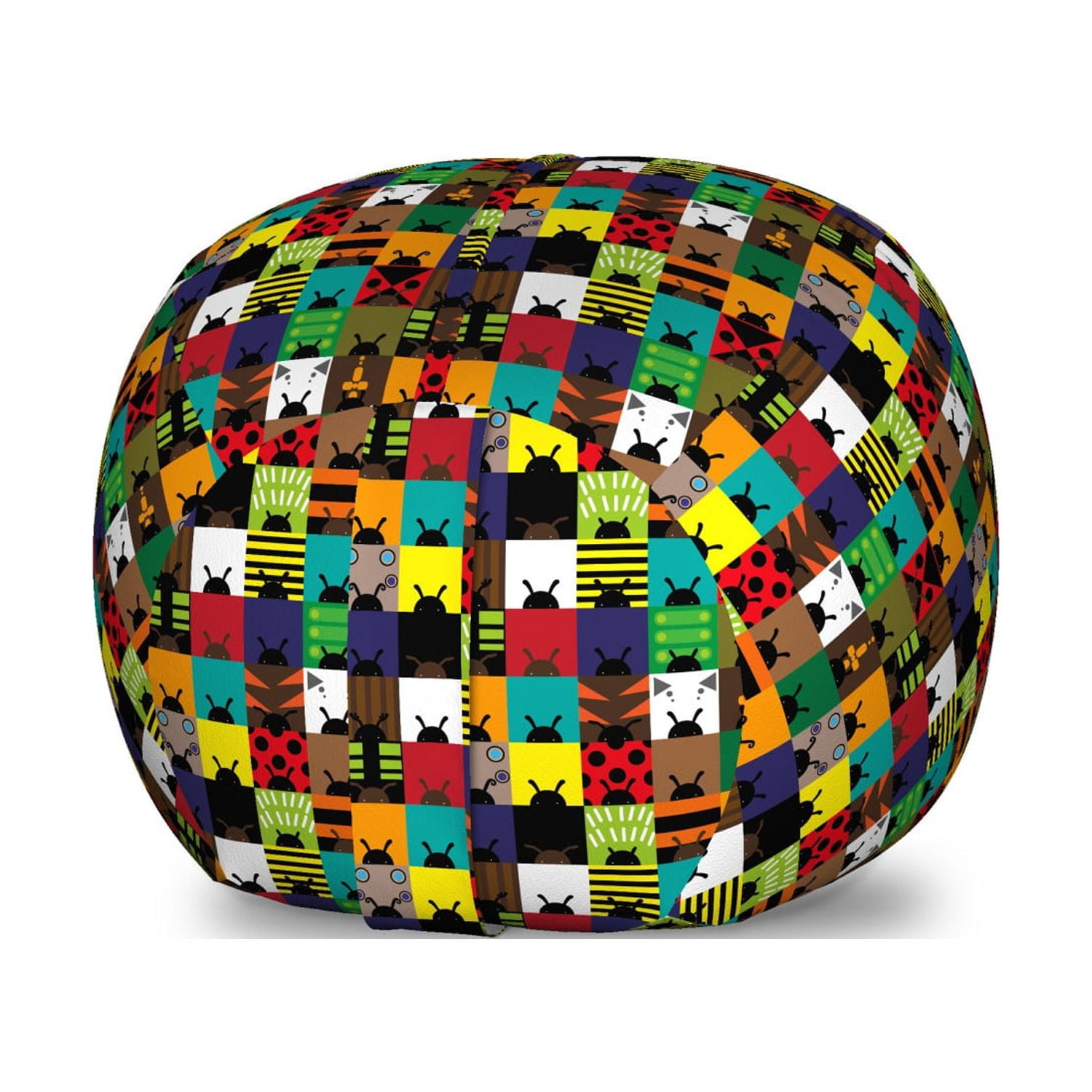 Colorful Storage Toy Bag Chair, Beetles Inside Square Boxes of Polka ...
