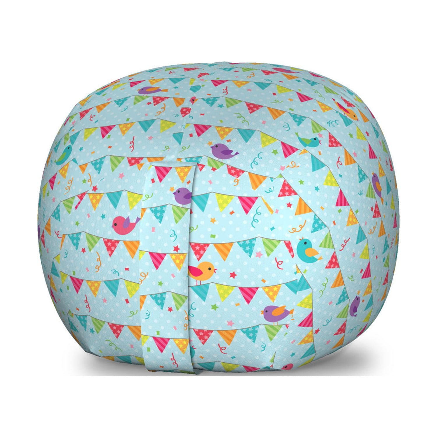 Colorful Storage Toy Bag Chair, Birds Perching on Multicolored Festival ...