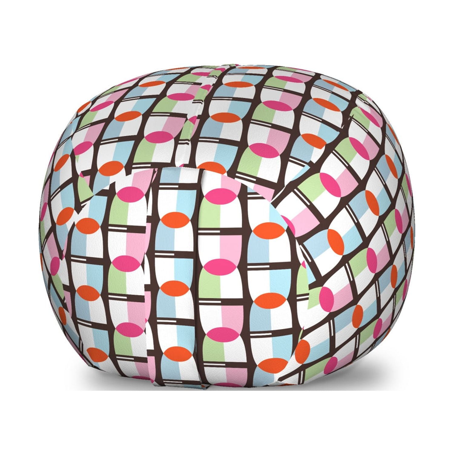 Colorful Storage Toy Bag Chair, Contemporary Grid Geometric Rounds ...