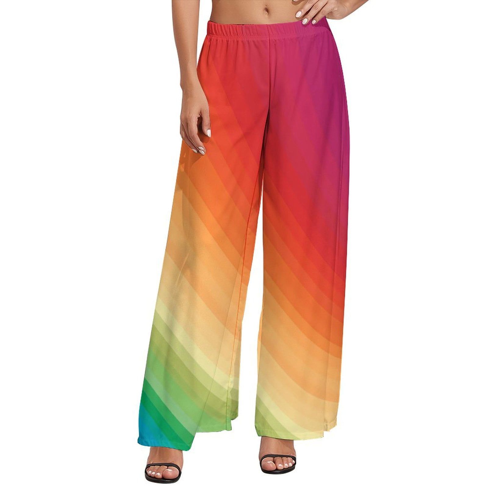Colorful Straight Pants LGBT Pride Flag Kawaii Wide Pants Female ...