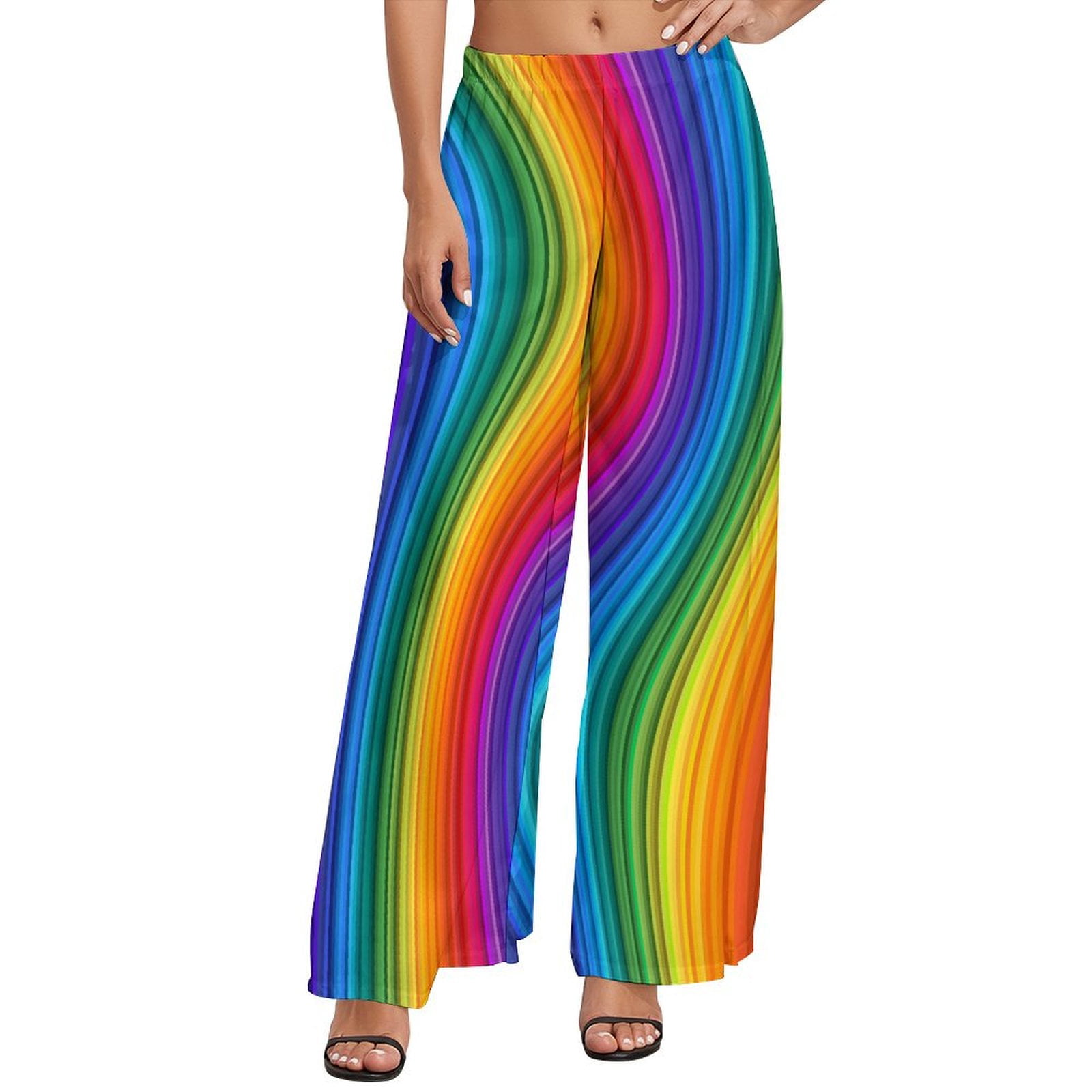 Colorful Straight Pants LGBT Pride Flag Kawaii Wide Pants Female ...