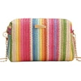 Colorful Straw Bag Women Woven Beach Bags Rainbow Pattern Shoulder Bag ...